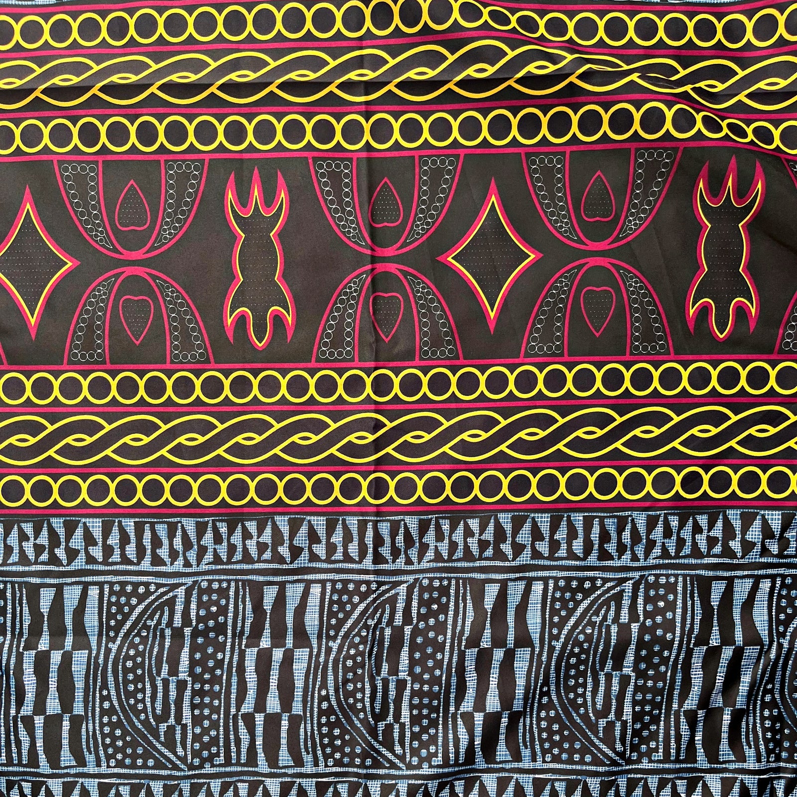 Toghu Ndop Pattern mix African Print Satin Fabric | Afrilege