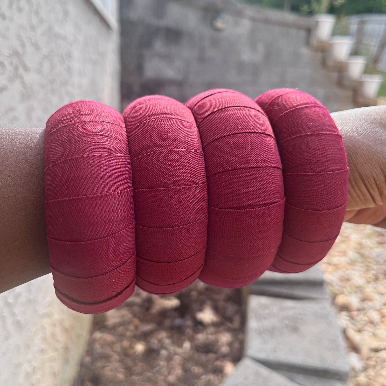 Burgundy African Print Bangle Bracelets | Afrilege
