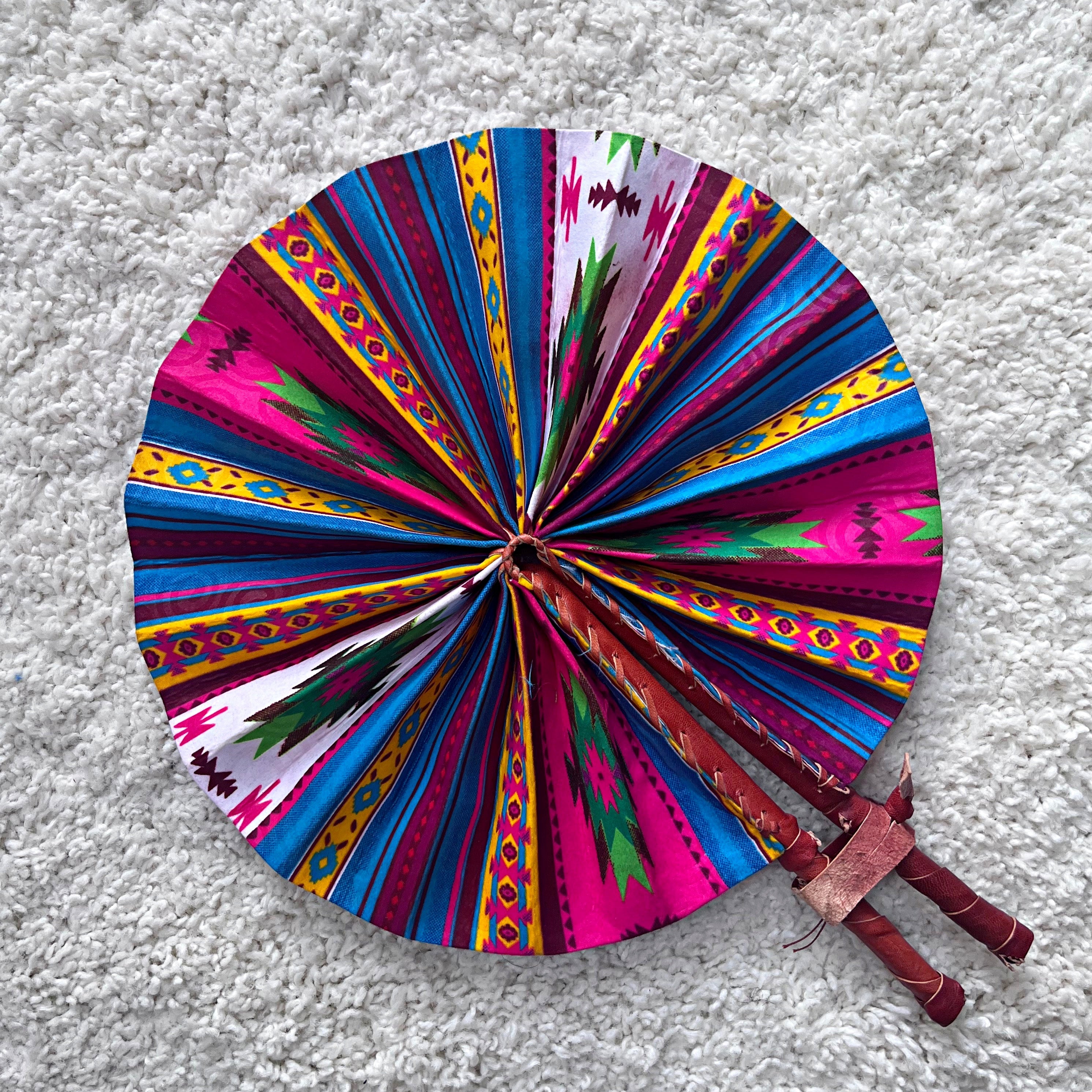 African Print Circle Foldable Handheld Fan | Afrilege