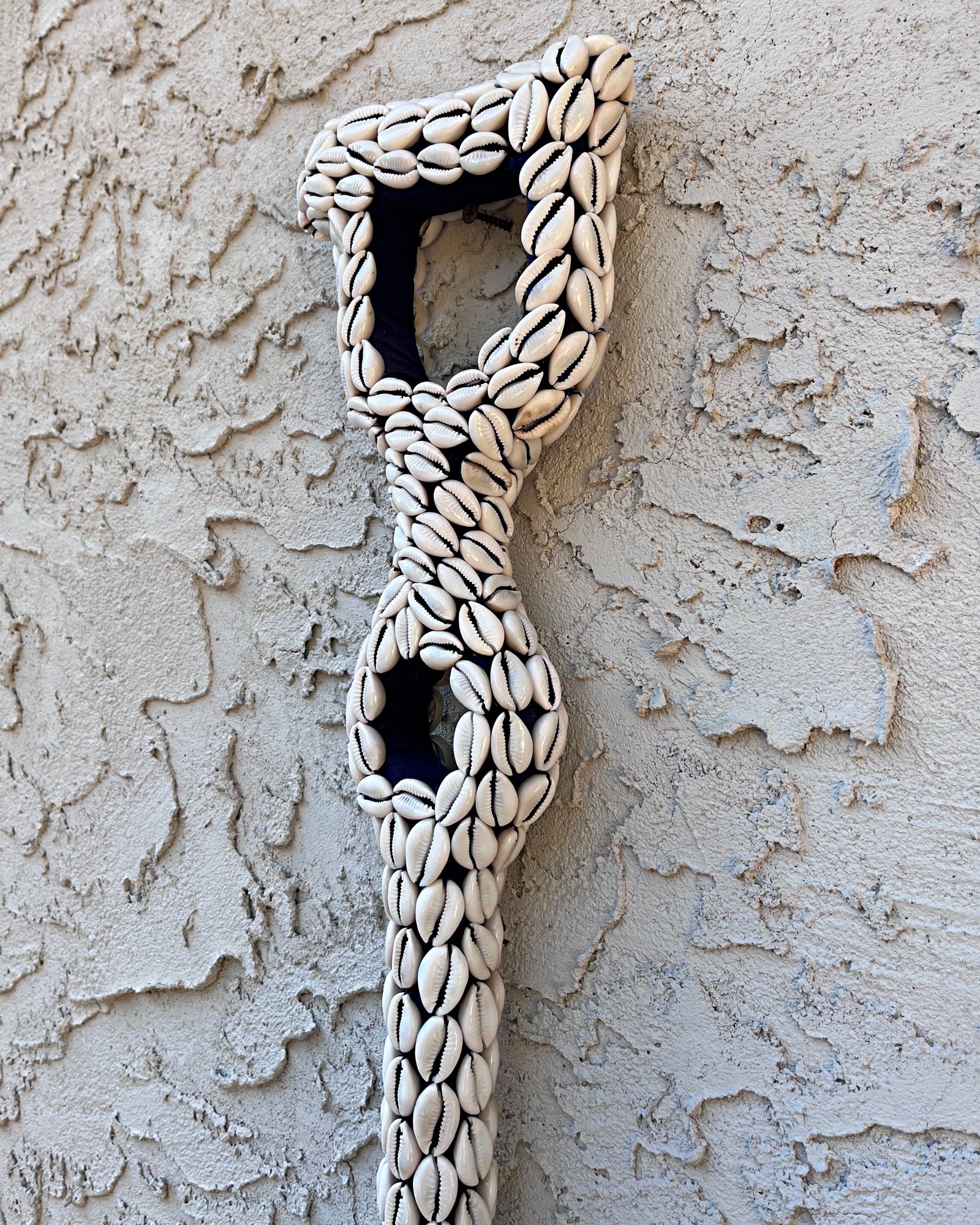 Cowries Hand Beaded African Carved Walking Stick / Cane | Afrilege