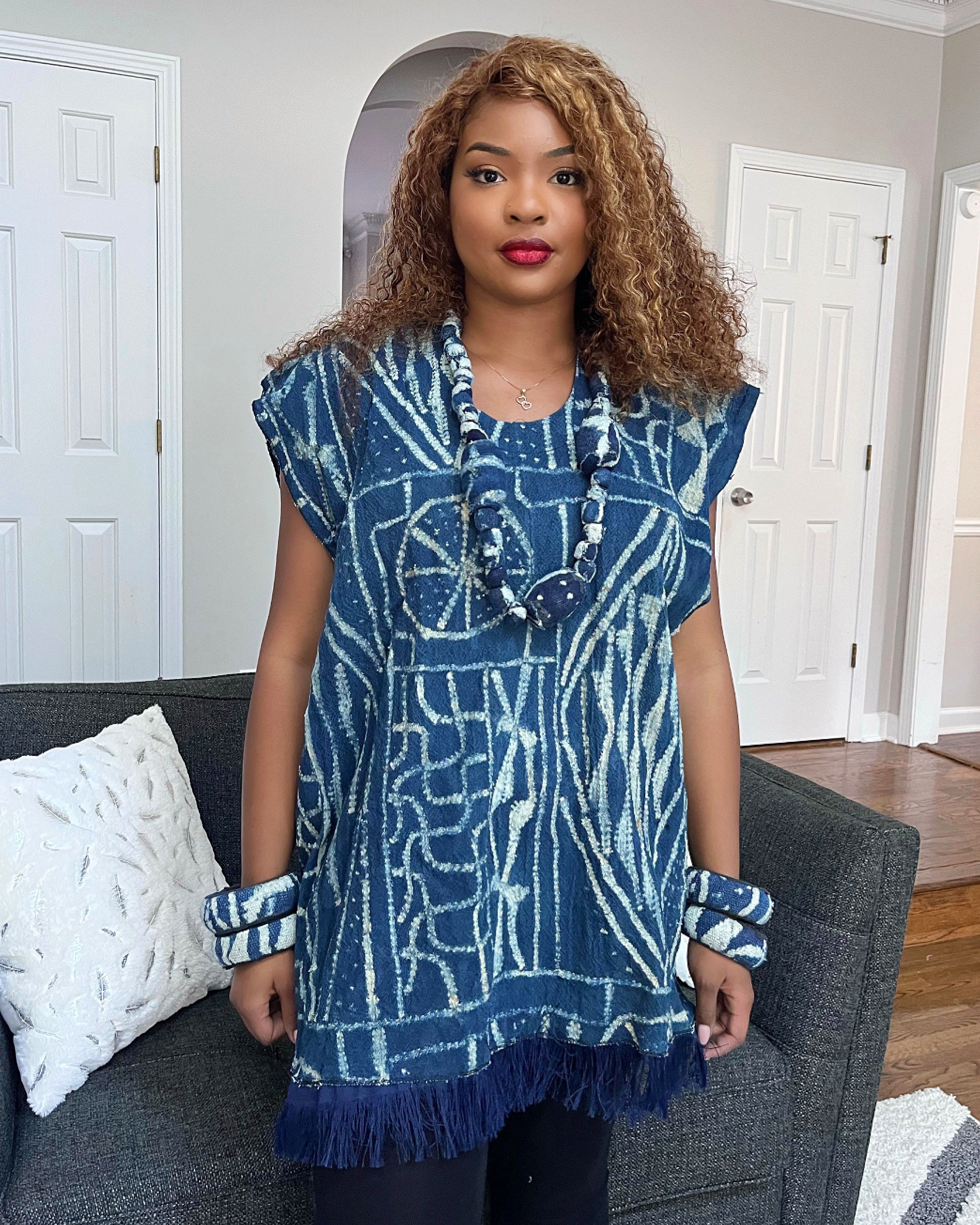 Bamileke Authentic Ndop Cloth Attire "TOP" from Cameroon For Men and ...