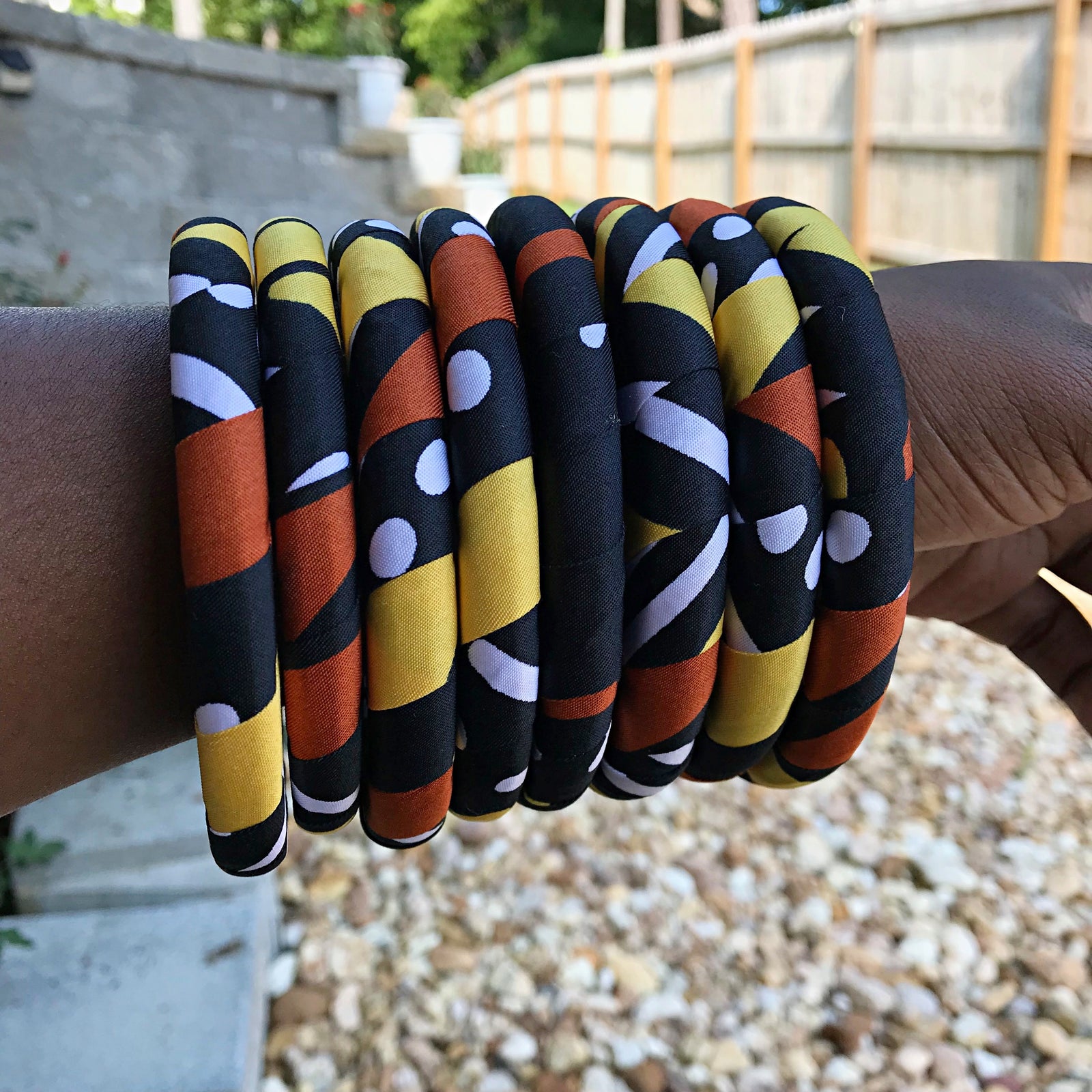 Bogolan African Print Small Bangle Bracelets | Afrilege