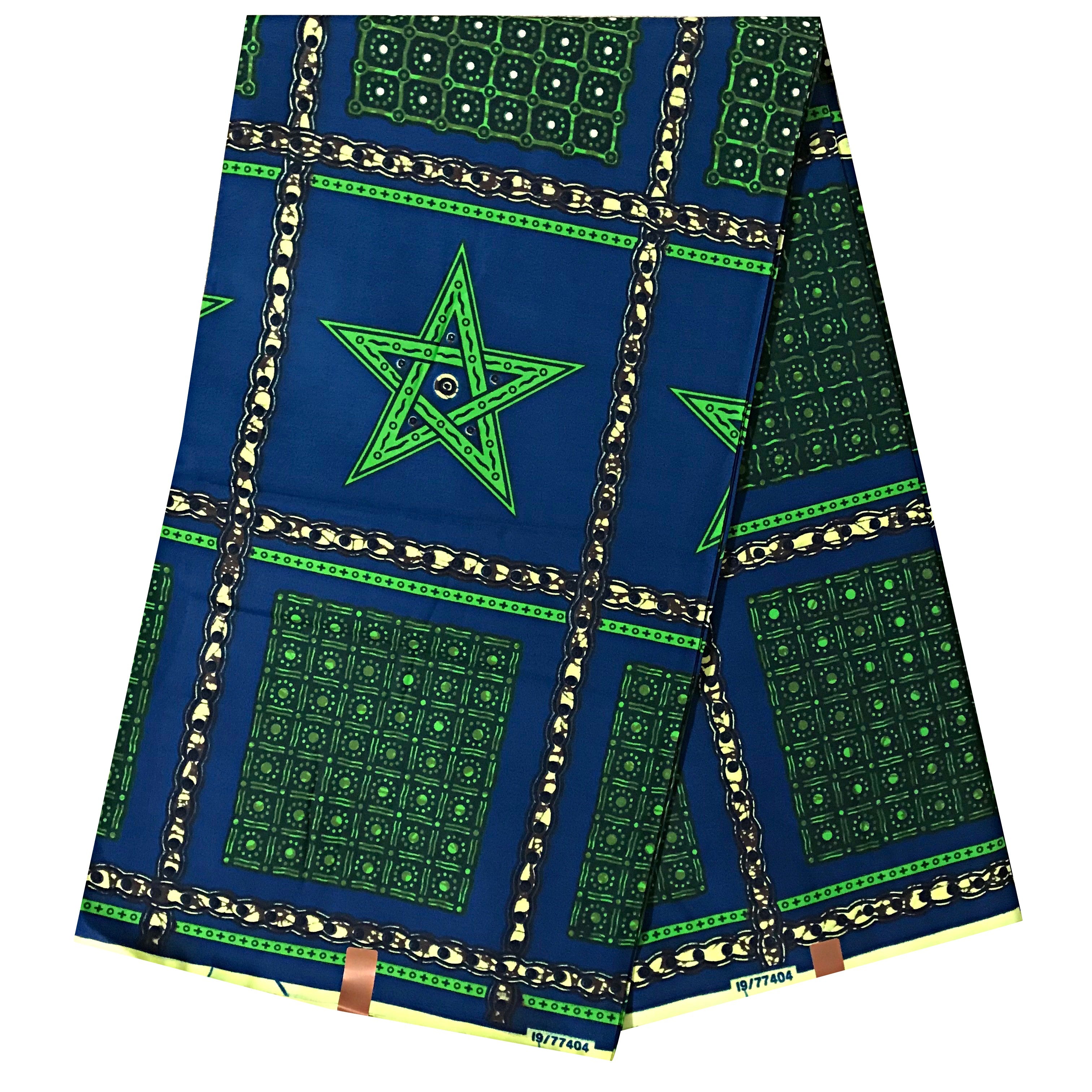 African wax print Ankara Fabric by The Yard - Green / Blue | Afrilege