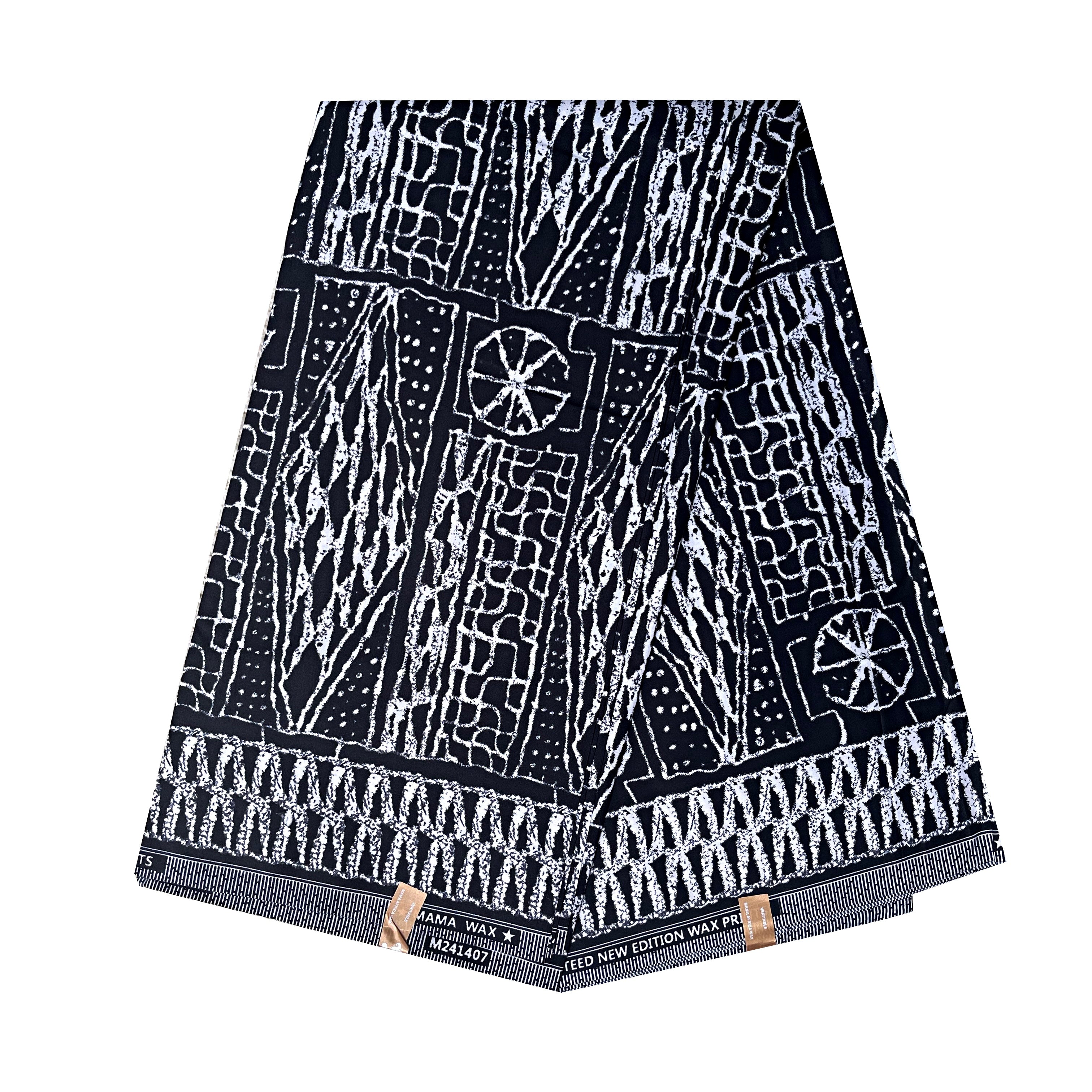 Bamileke Ndop pattern African Wax Print Fabric - Black | Afrilege