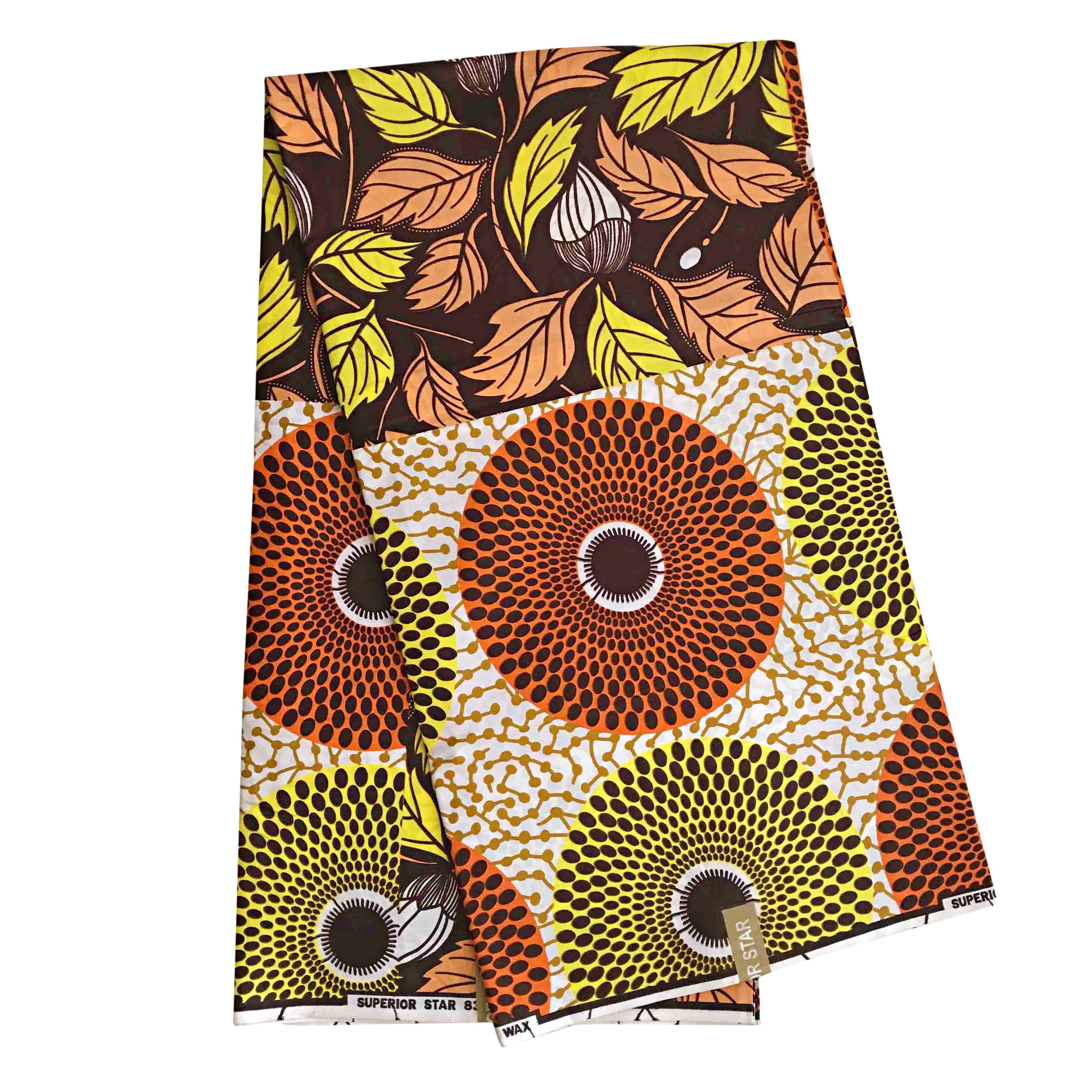 African wax print Ankara Fabric by The Yard - Brown / Orange / Yellow ...