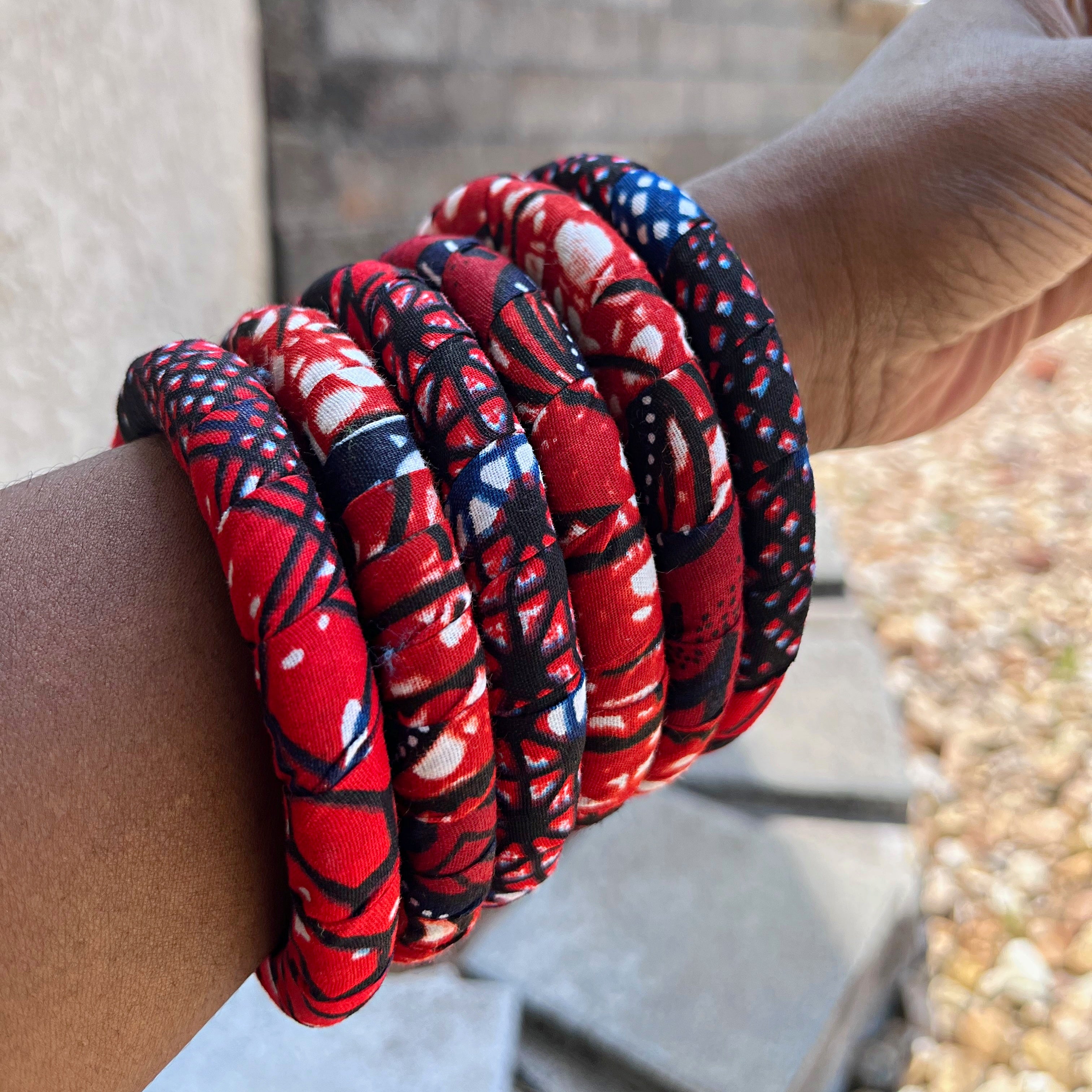 Carol African Print Bangle Bracelets | Afrilege