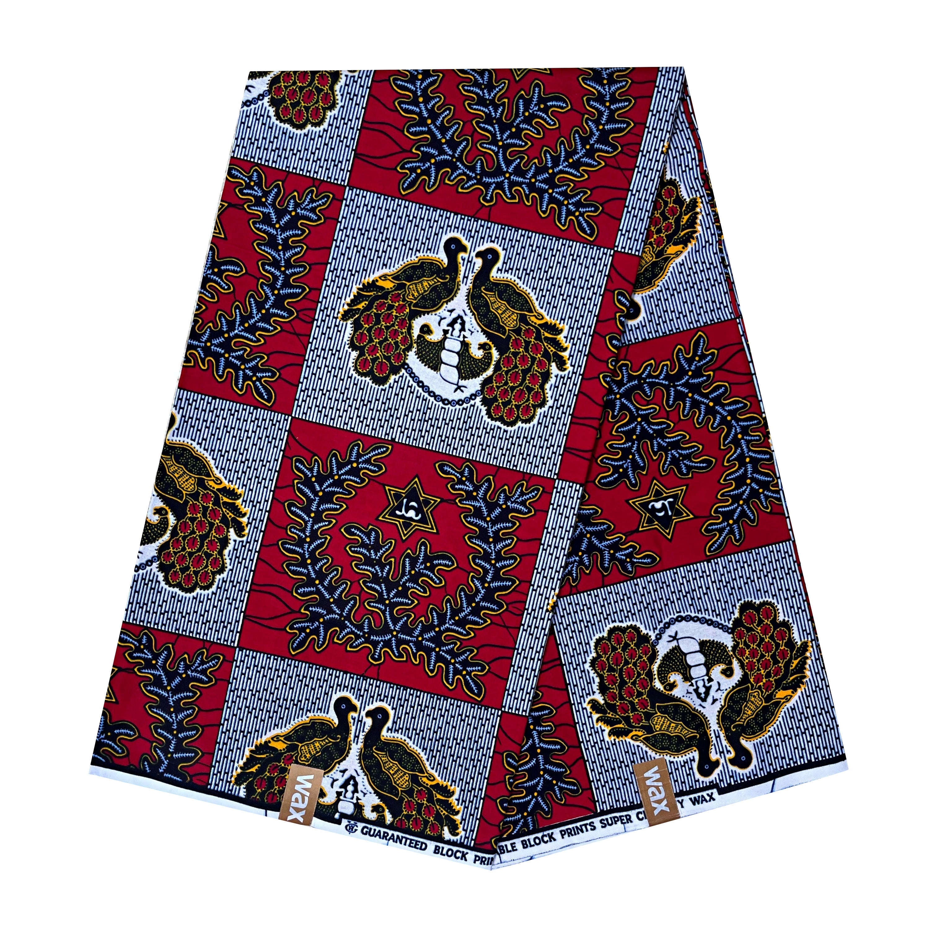 African Wax Print Fabric by The Yard - White / Red | Afrilege