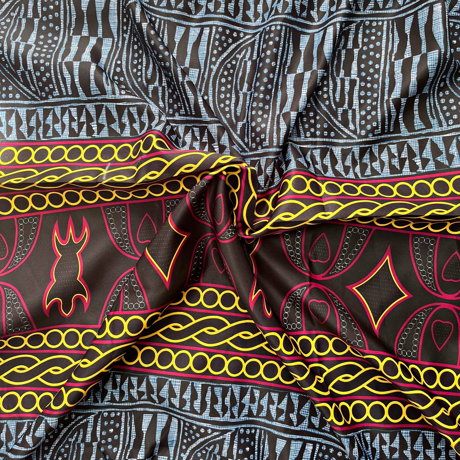 Toghu Ndop Pattern mix African Print Satin Fabric | Afrilege