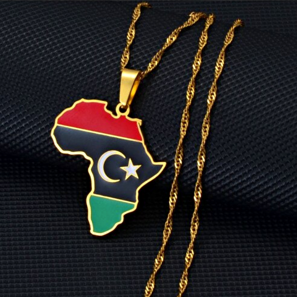 Libya Flag Africa Map Necklace | Afrilege