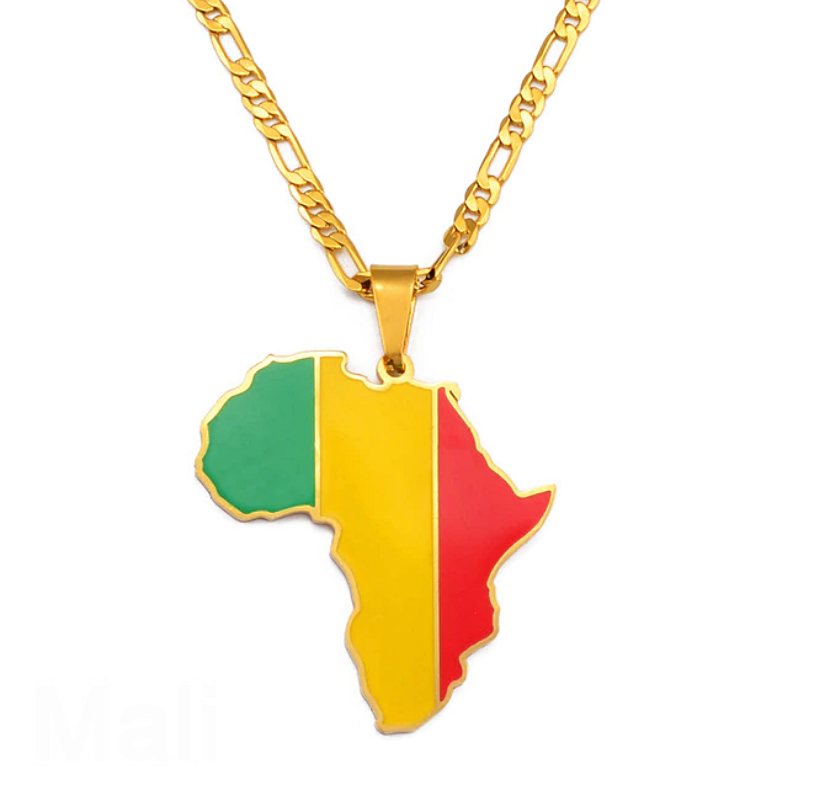 Mali Flag Africa Map Necklace– Afrilege
