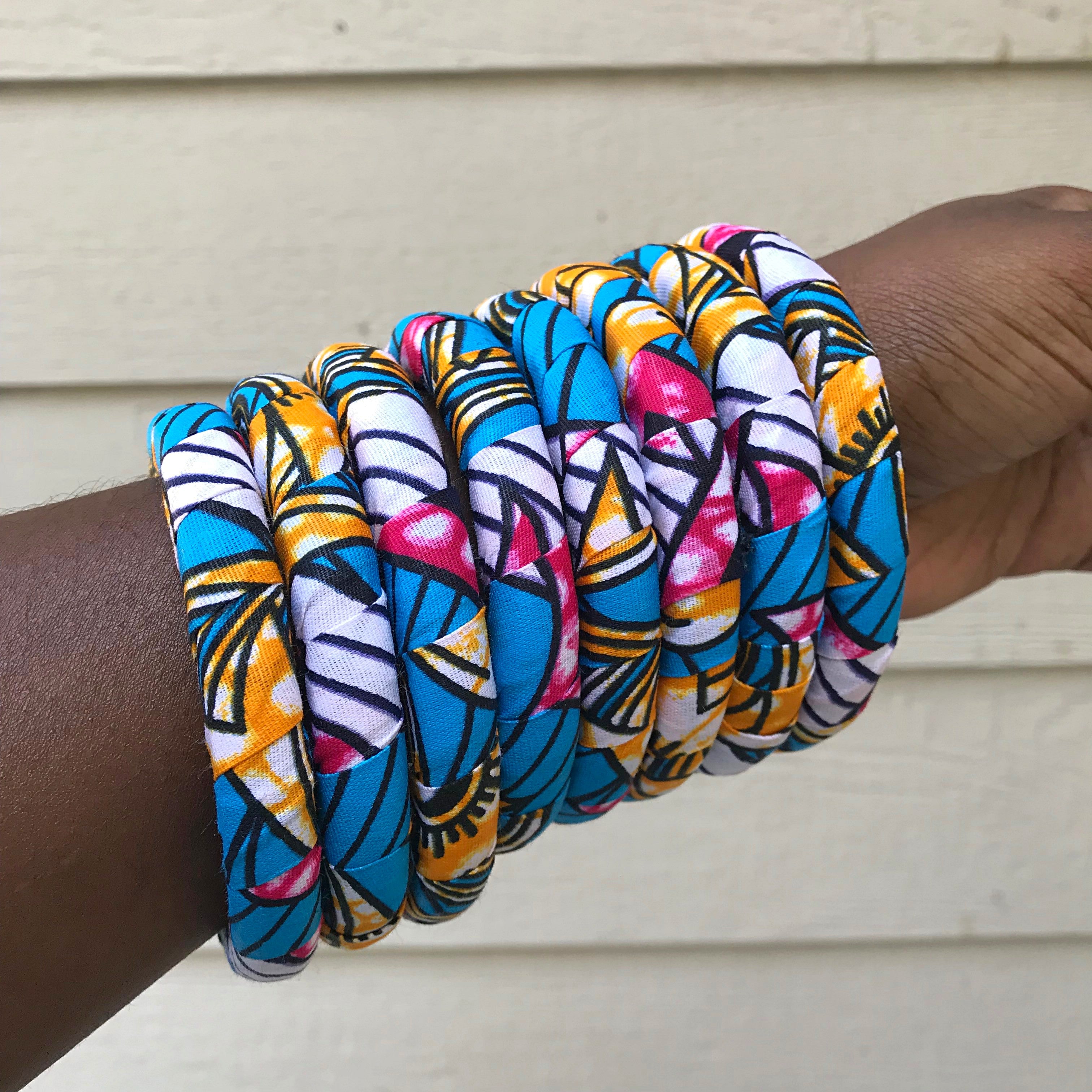 Cardia African Print Small Bangle Bracelets | Afrilege
