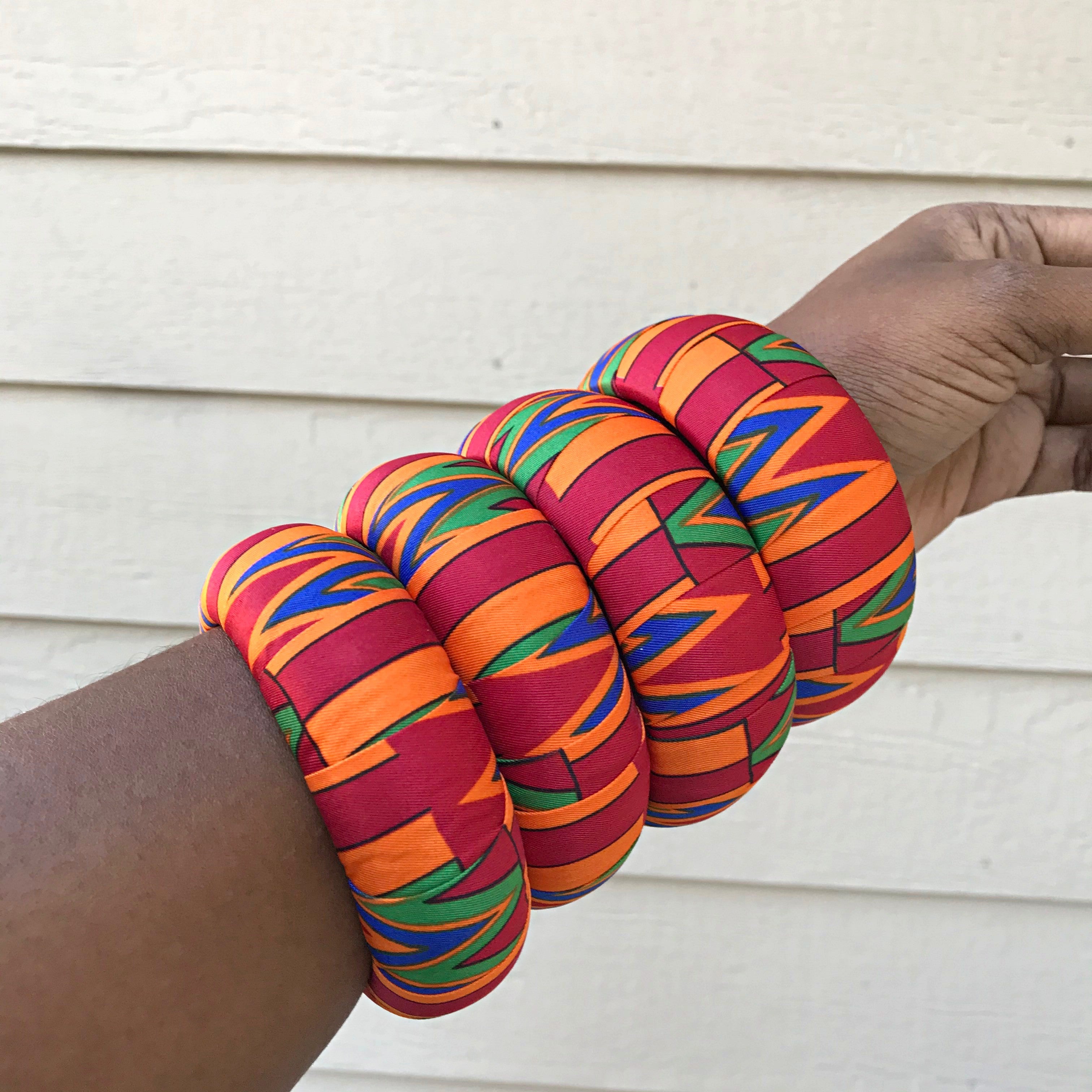 Neela African Print Bangle Bracelets | Afrilege