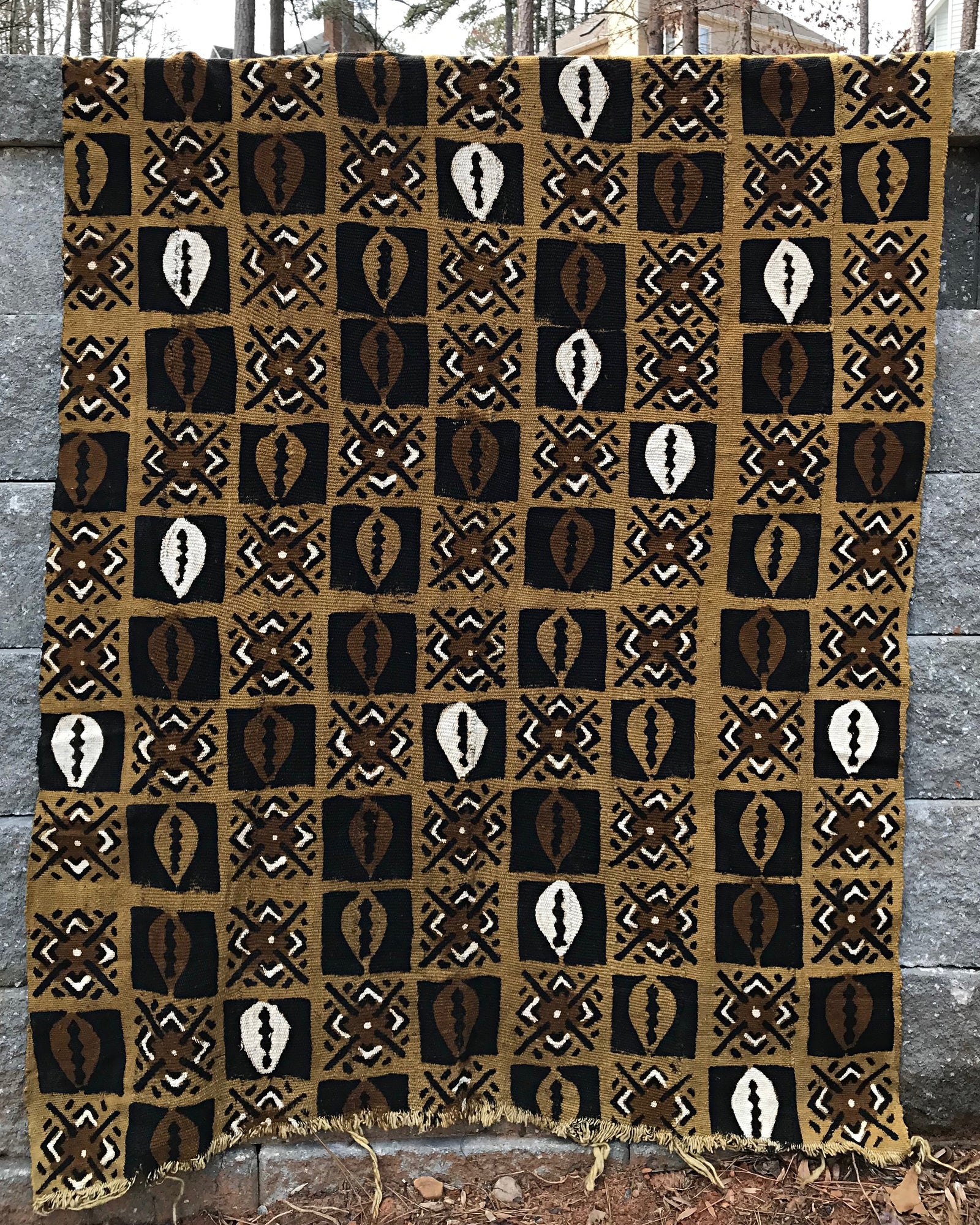 Adinkra and Cowry symbols African Mudcloth Fabric from Mali | Afrilege