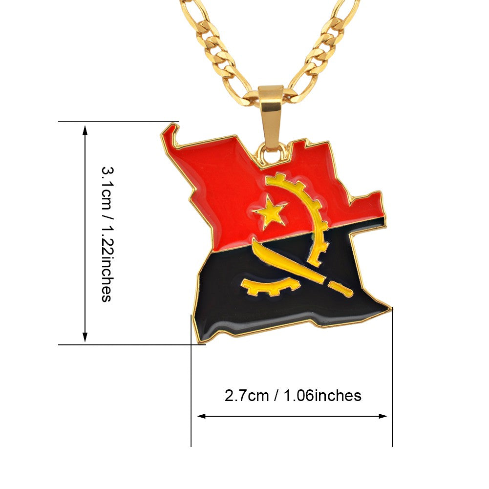 Angola Flag Map Pendant Necklace | Afrilege