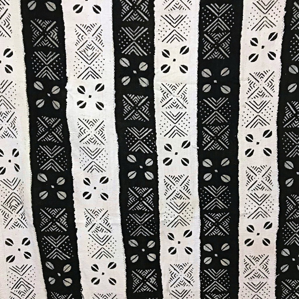 African Mudcloth Fabric from Mali - White / Black | Afrilege