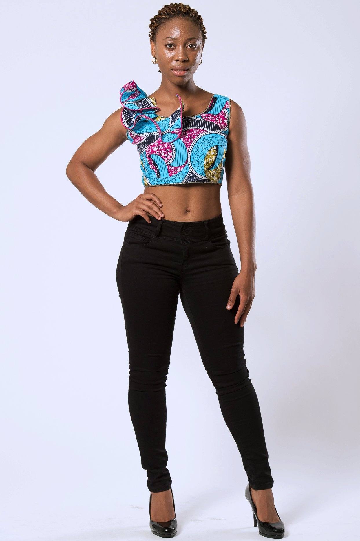 Delu African Print Crop Top - Blue– Afrilege