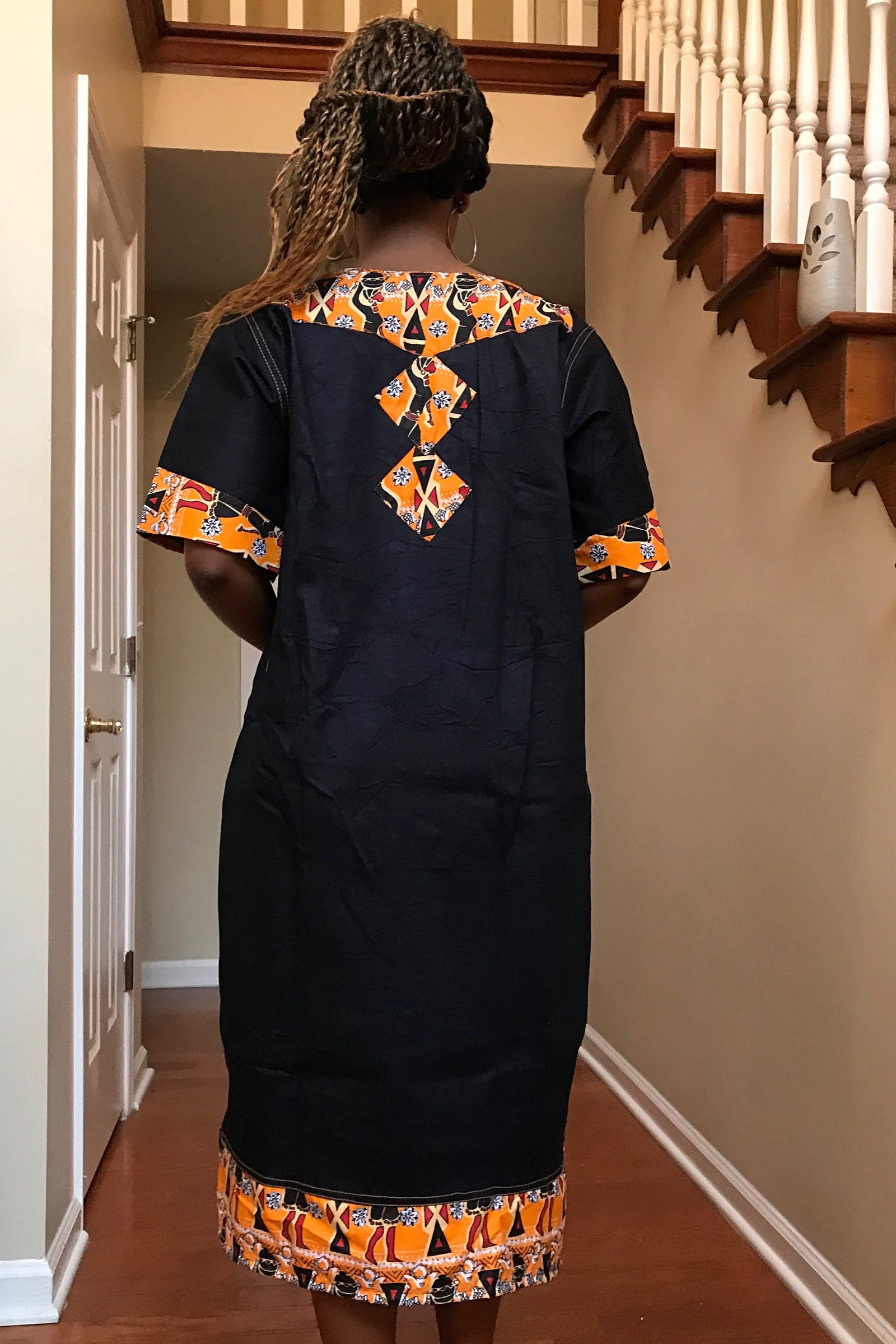 Akaba Denim African Print Dress | Afrilege