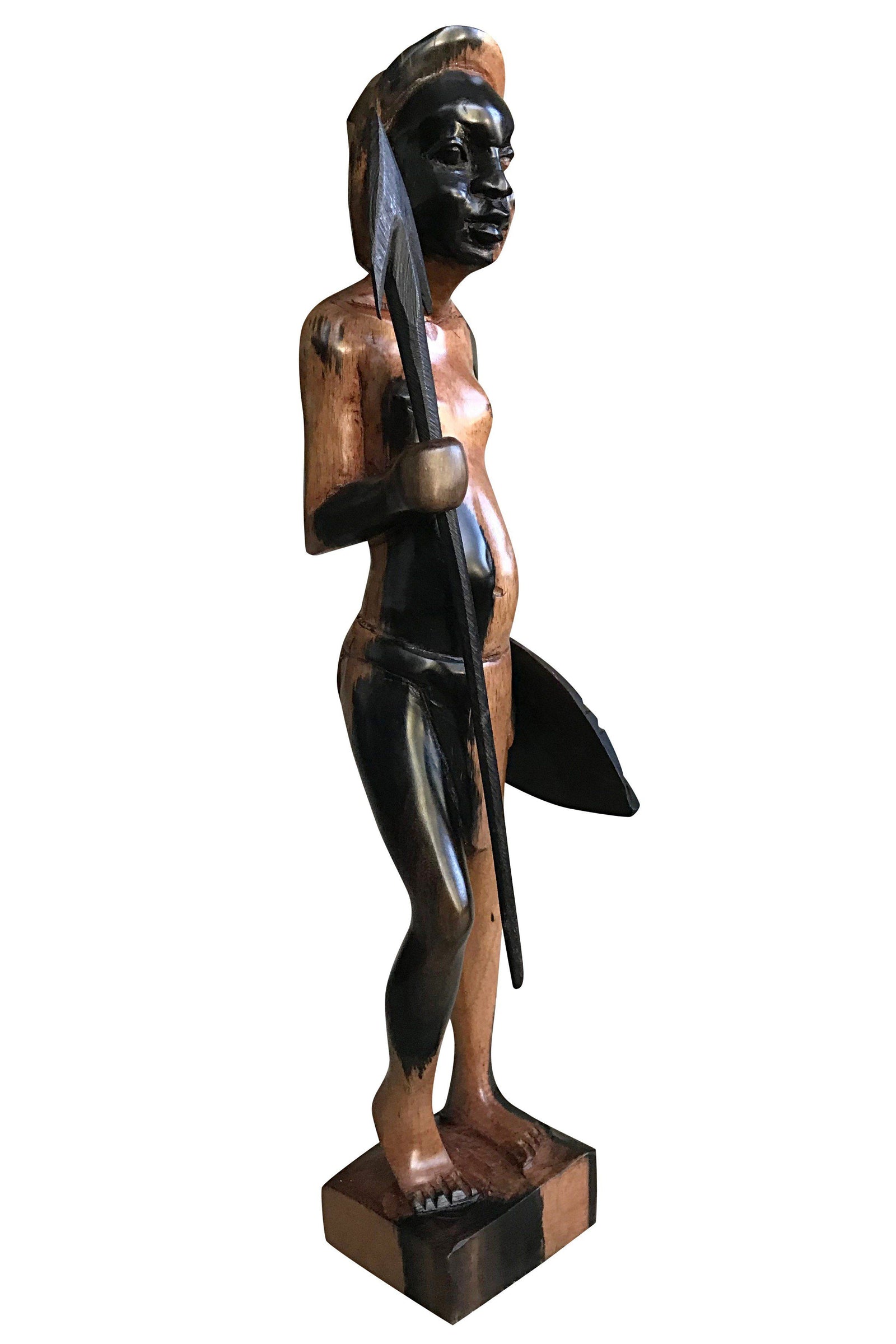 Ebony Hand Carving African Figurines Statues / Fulani Warrior Holding ...