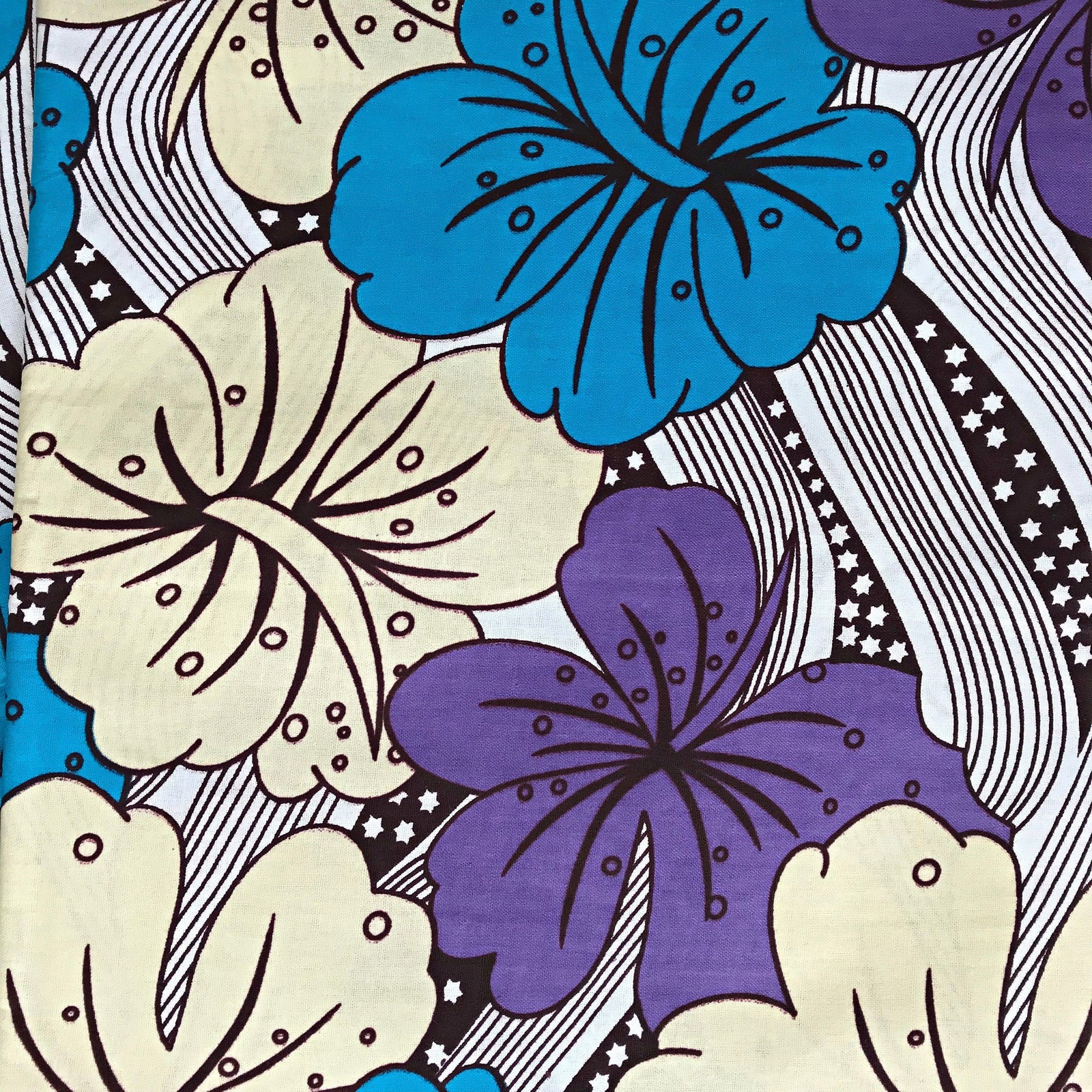 African Wax Print Ankara Fabric by The Yard - Purple / Blue/ Beige ...