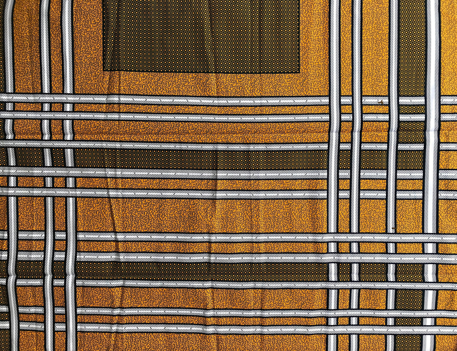 African Wax Print Ankara Fabric by The Yard - Mustard / Orange | Afrilege