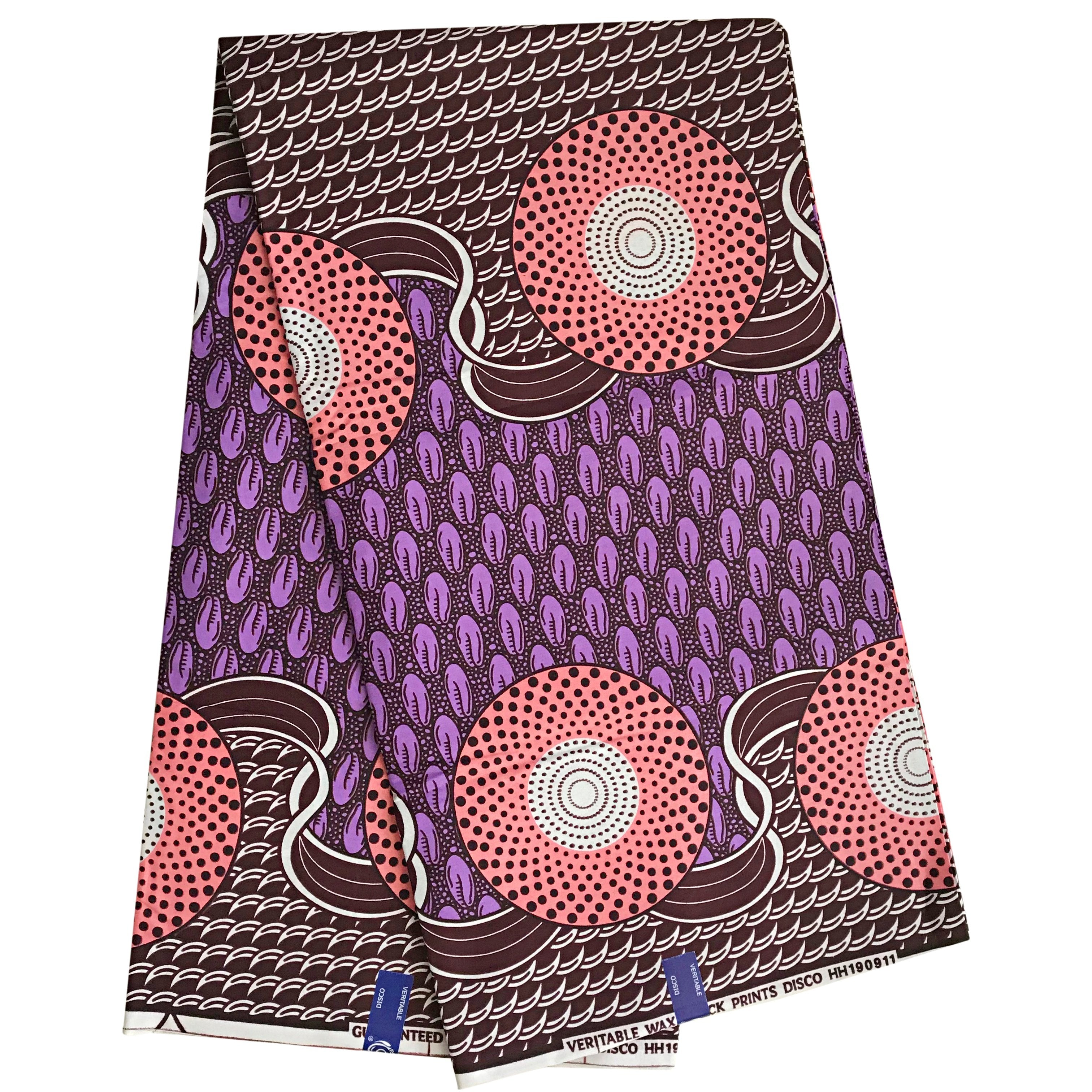African Wax Print Ankara Fabric by The Yard - Brown / Purple / Pink ...