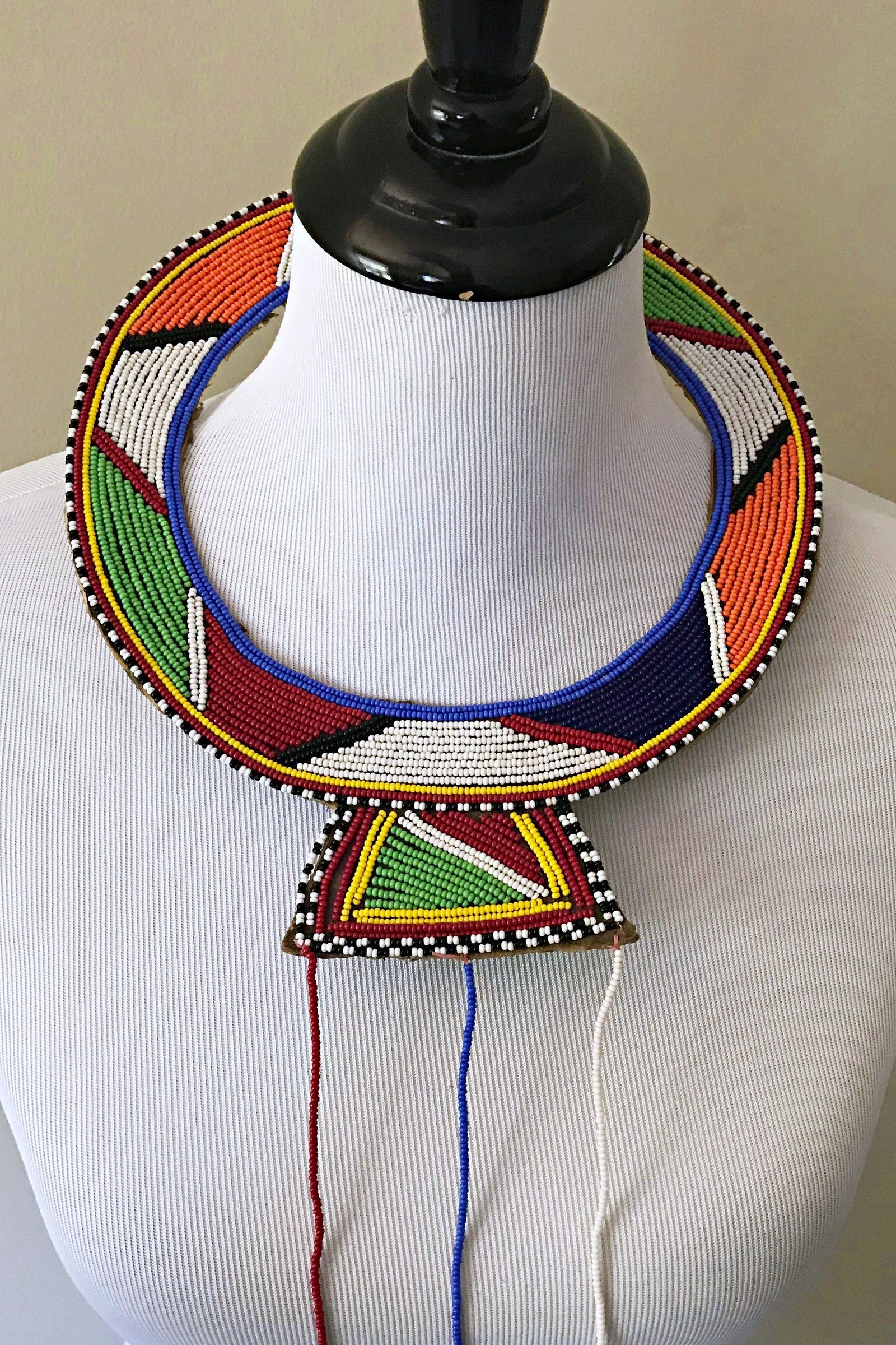 Maasai Handmade Traditional Wedding Beaded Leather Necklace– Afrilege