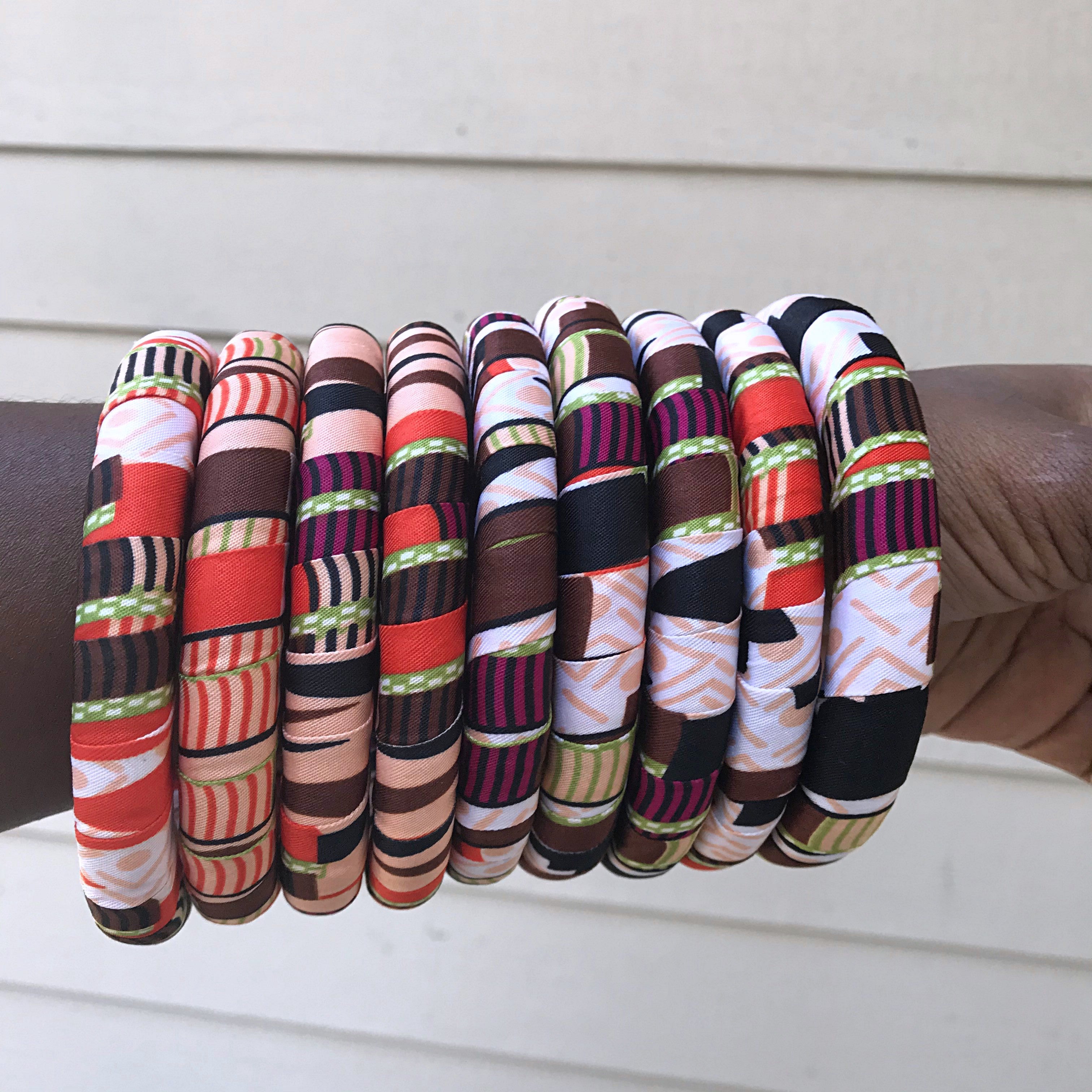 Netta Small African Print Bangle Bracelets | Afrilege