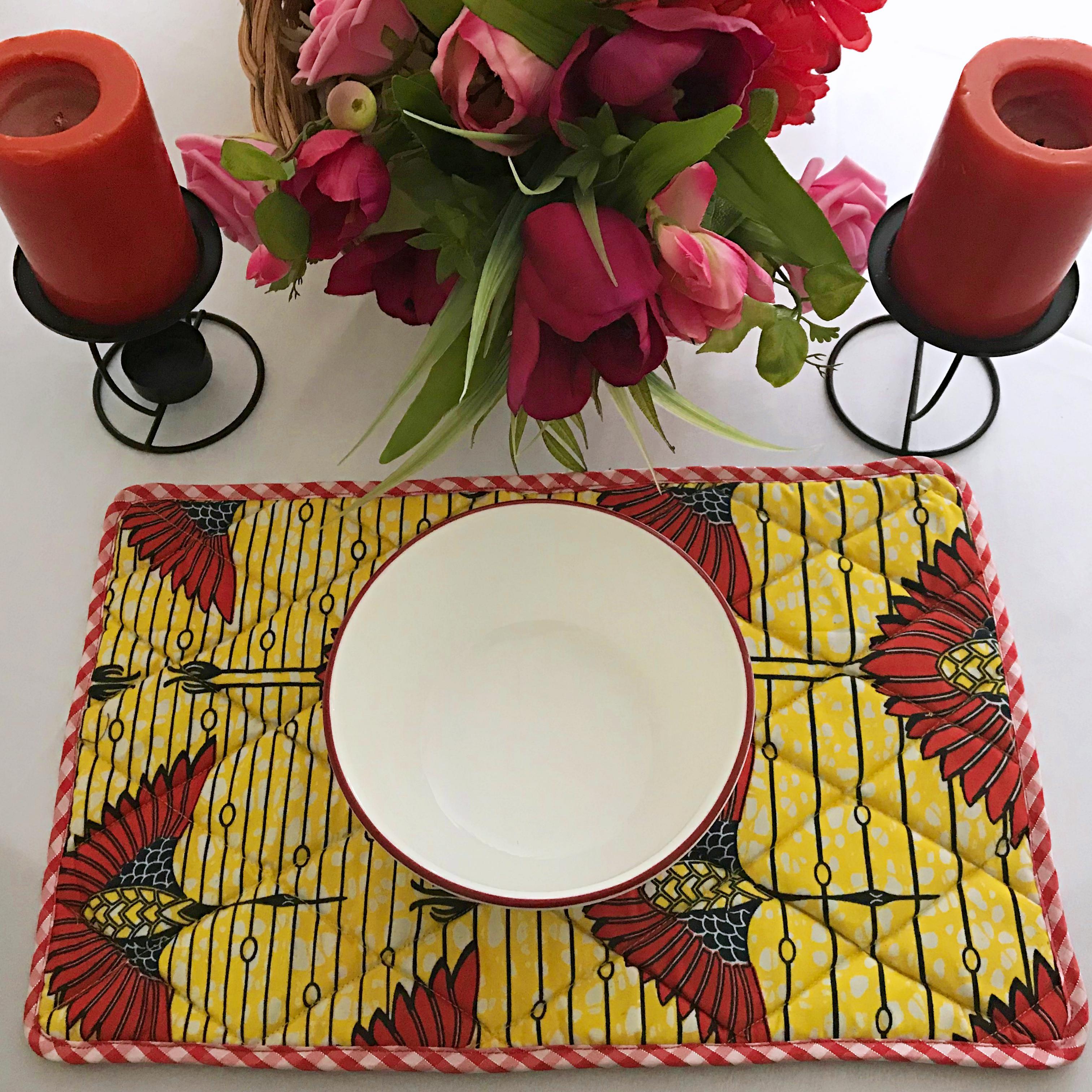 African Print Dining Placemats / Ankara Table Mats (Yellow/ Yellow ...