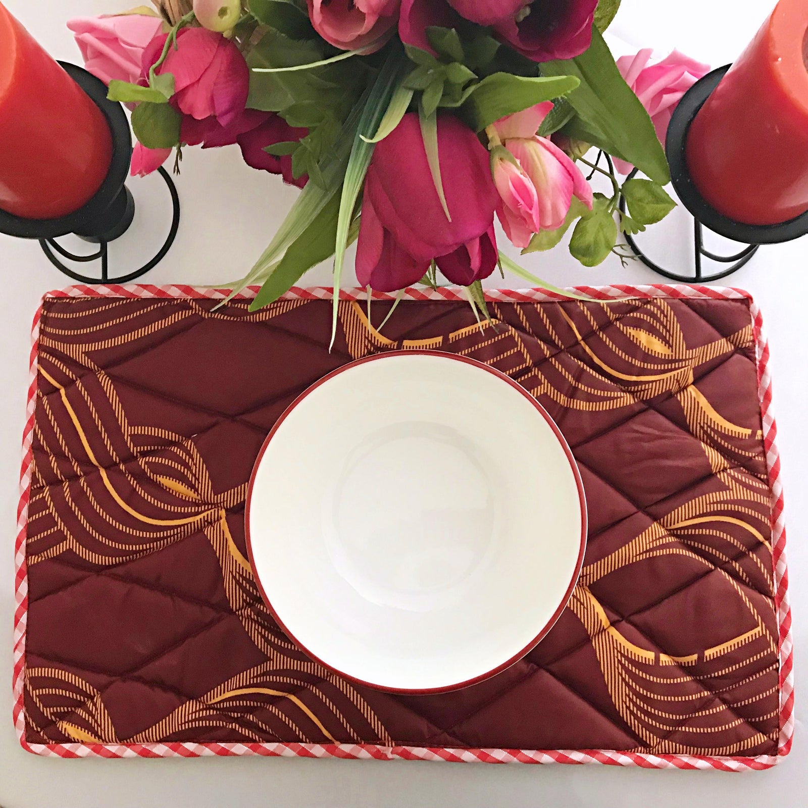 Reversible African Print Dining Placemats / Ankara Table Mats (Brown ...