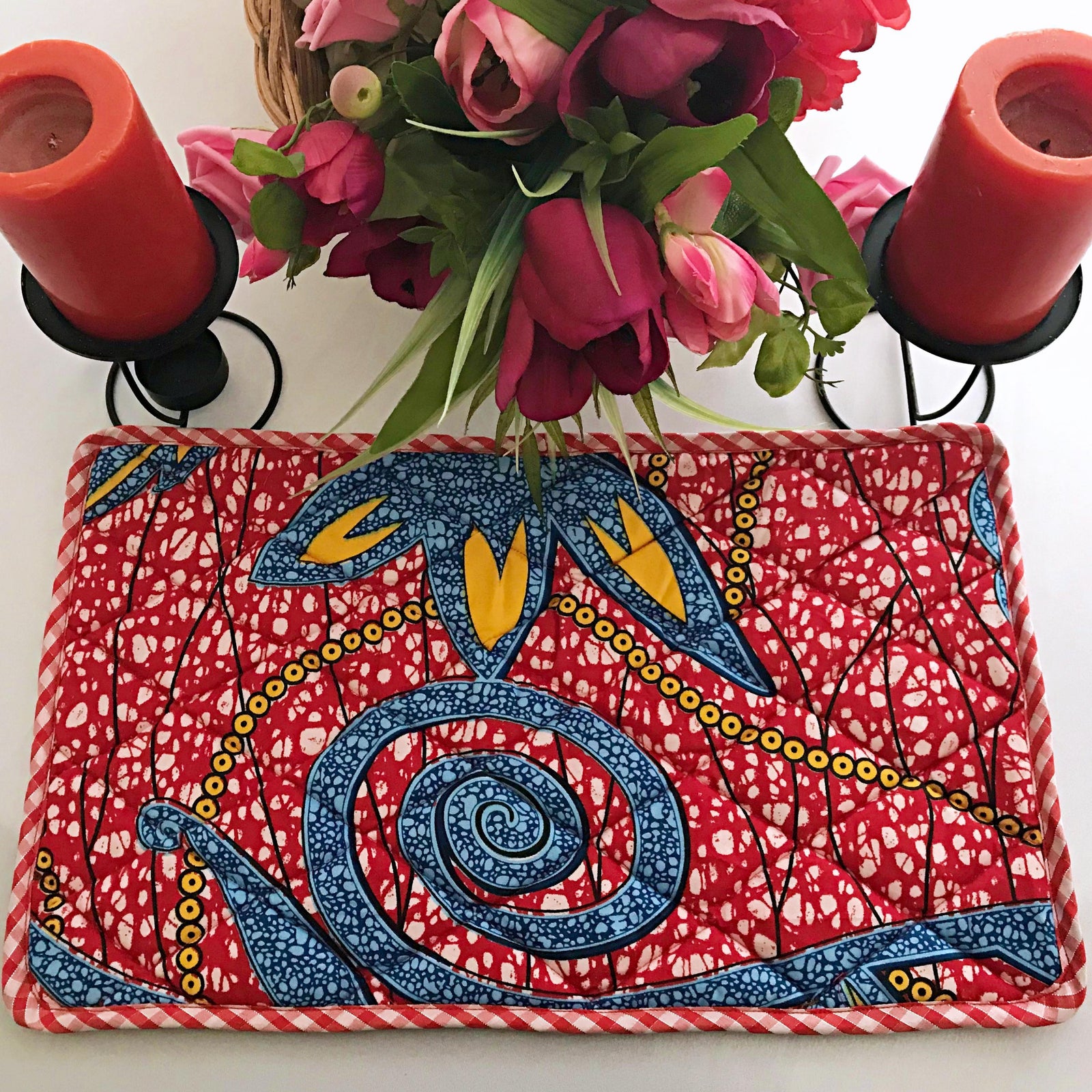 Reversible African Print Dining Placemats / Ankara Table Mats (Brown ...