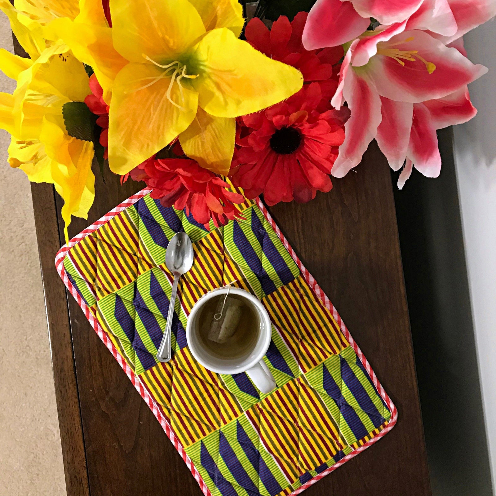 Sheena Kente African Print Dining Placemats / Ankara Table Mats (Yellow ...