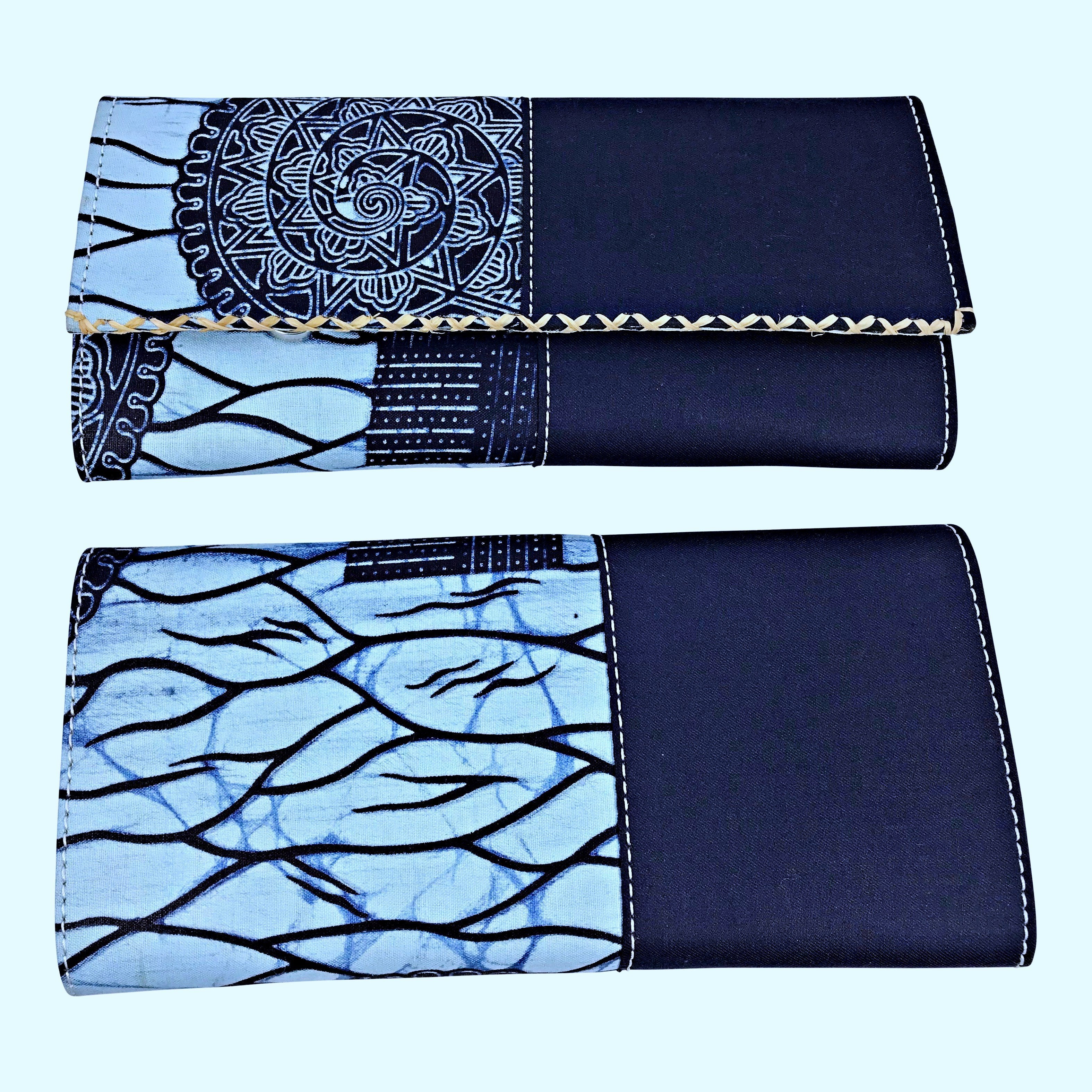 Akin African Print Purse Wallet - Blue | Afrilege