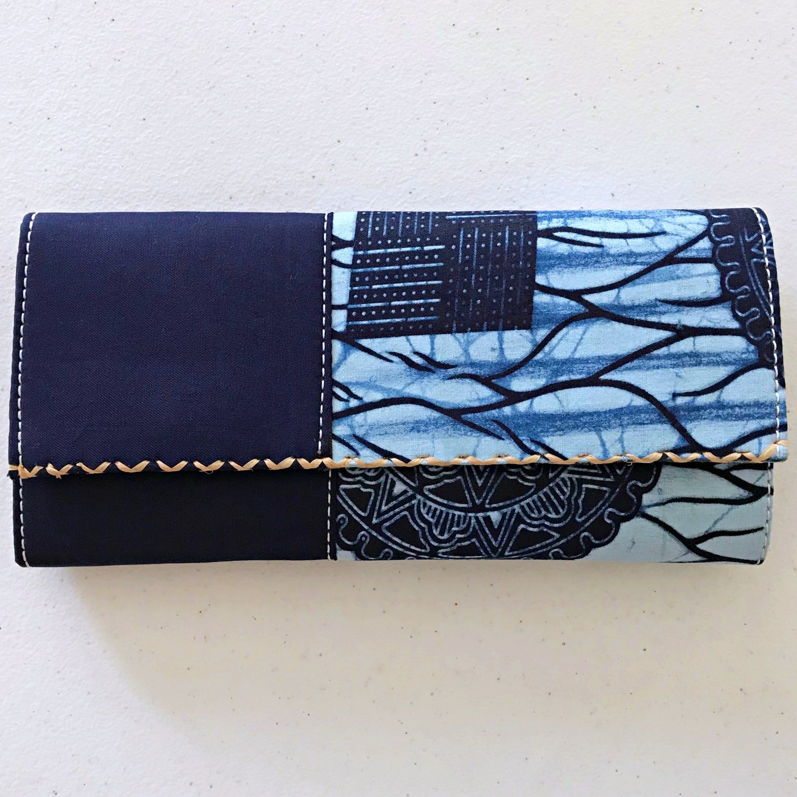 Akin African Print Purse Wallet - Blue | Afrilege