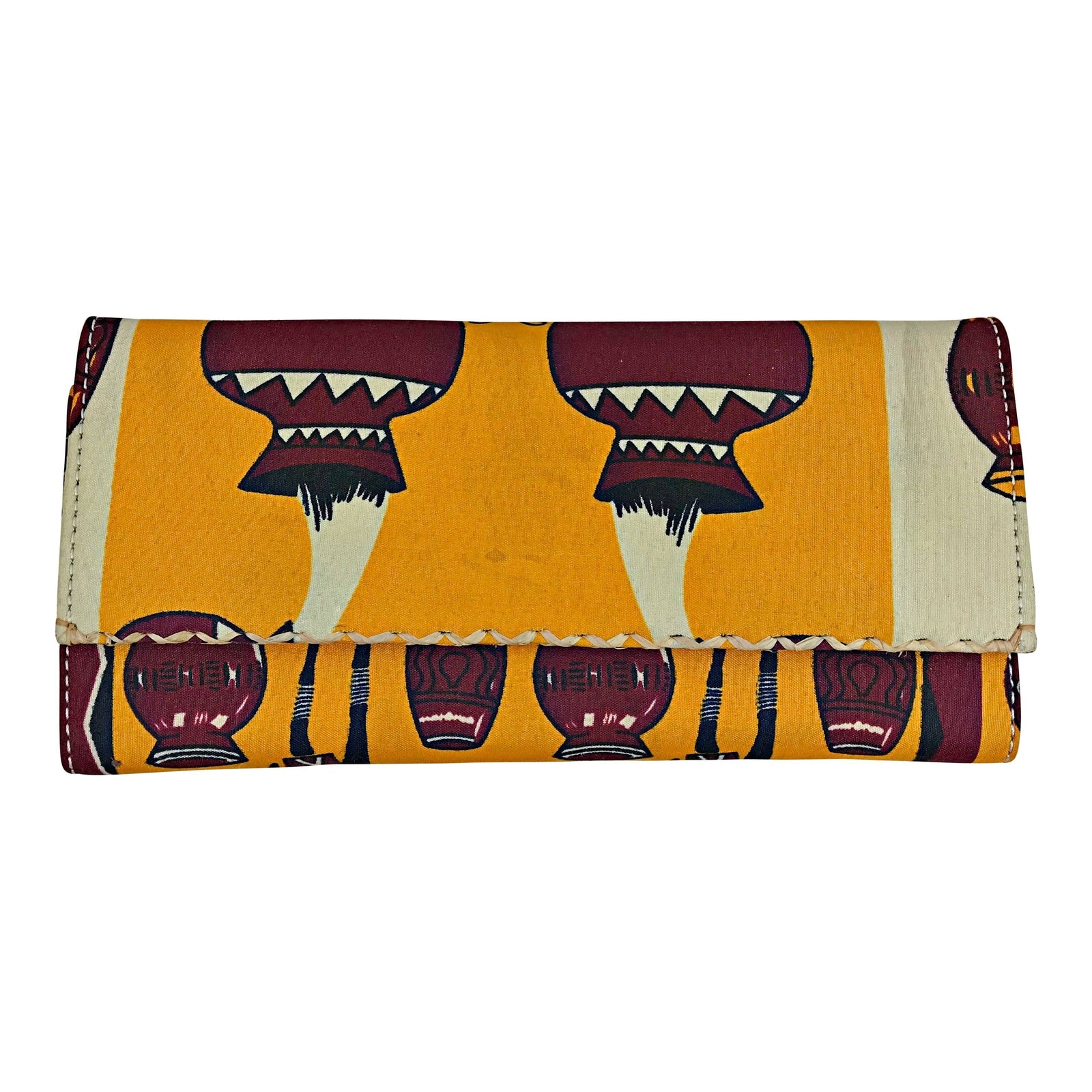 Chike African Print Purse Wallet - Orange | Afrilege