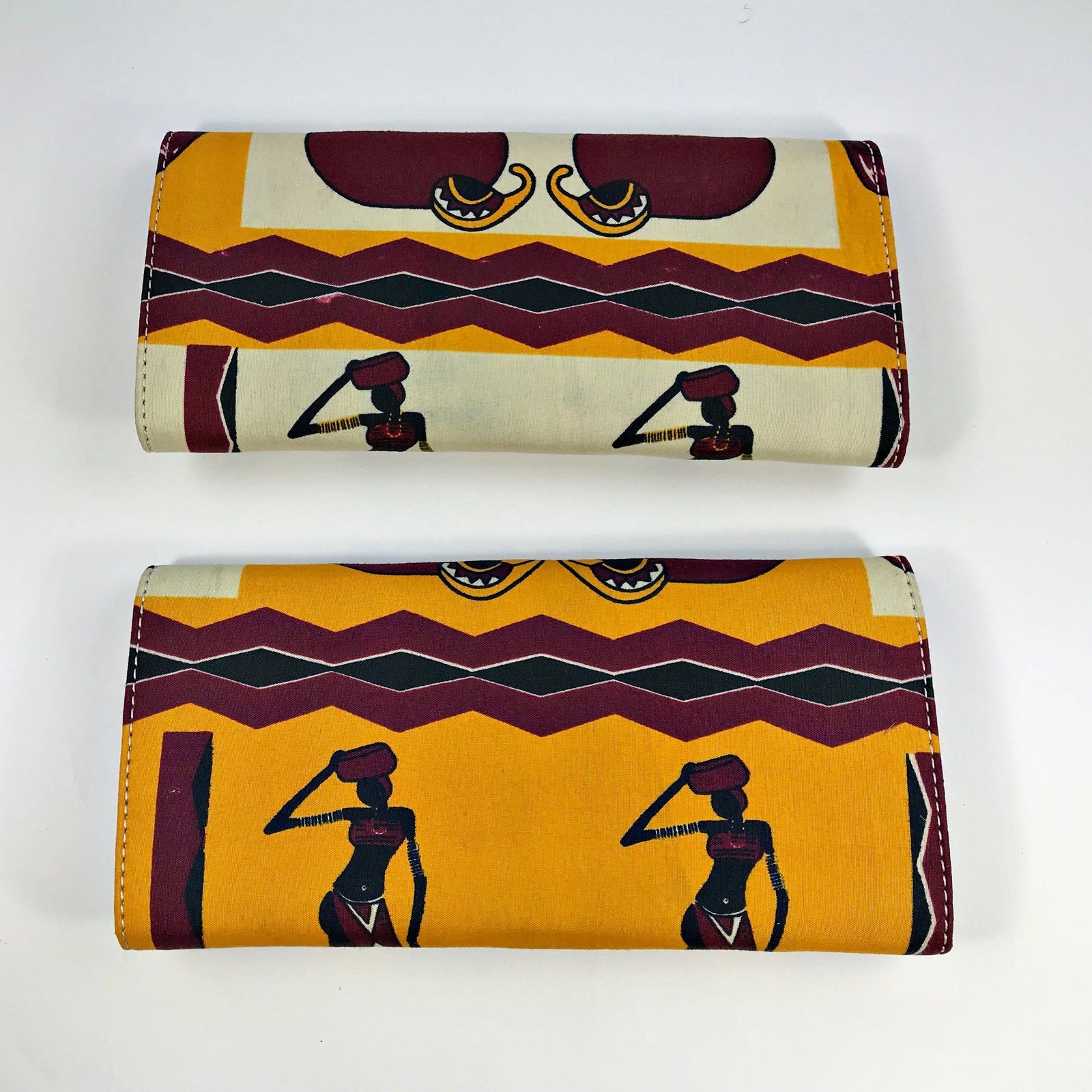 Chike African Print Purse Wallet - Orange | Afrilege