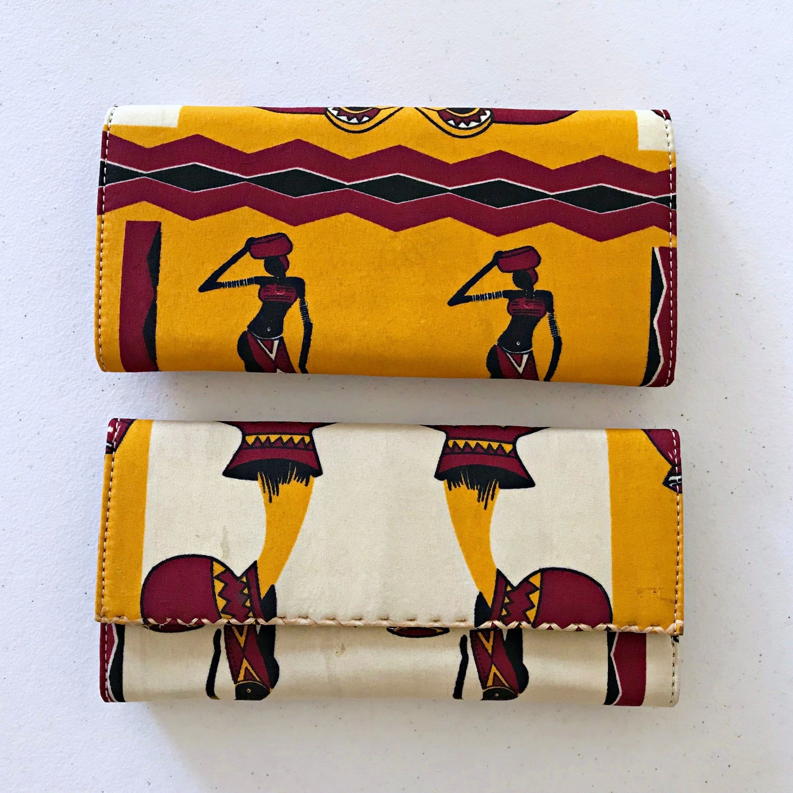 Chike African Print Purse Wallet - Orange | Afrilege