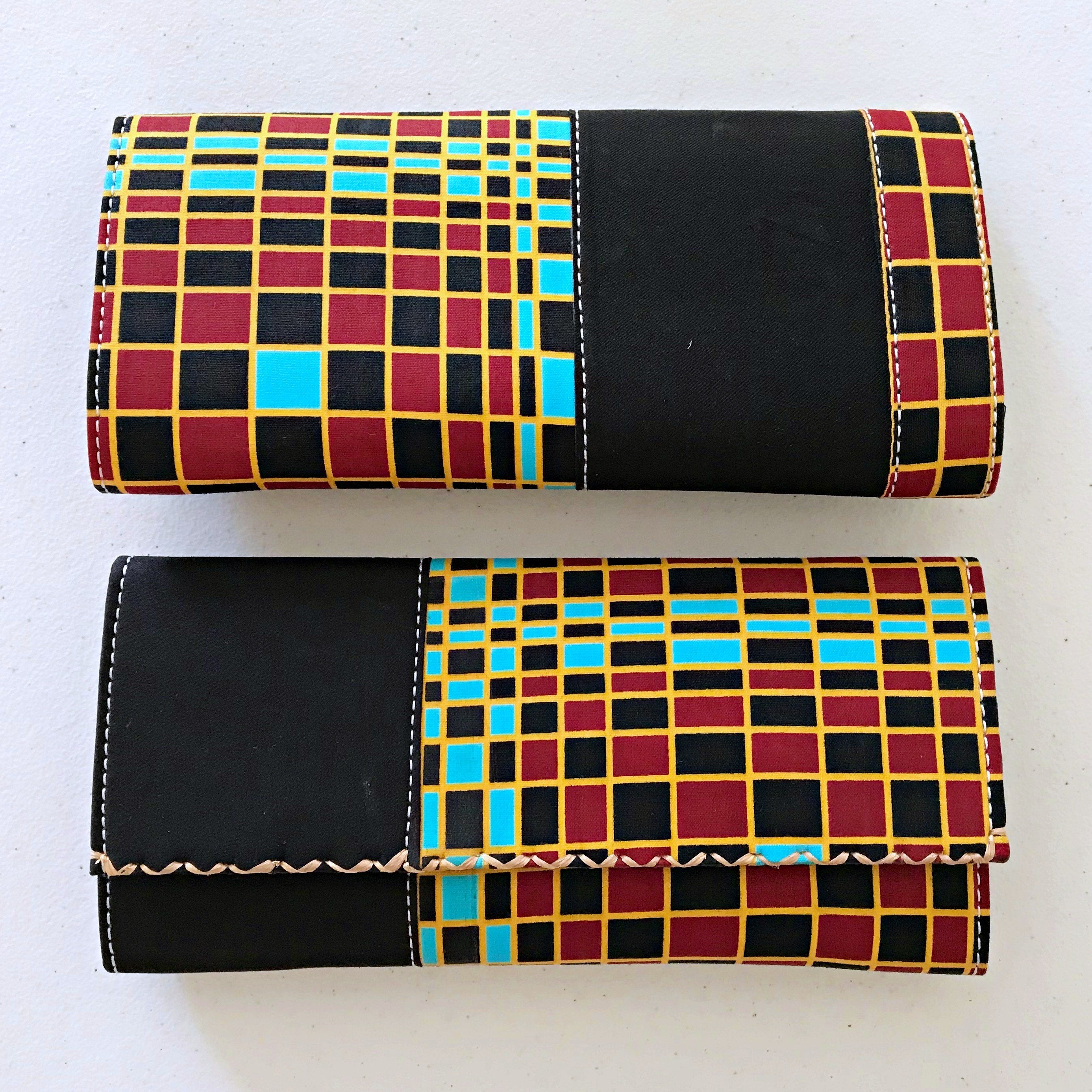 Hadja African Print Purse Wallet - Black / Red | Afrilege