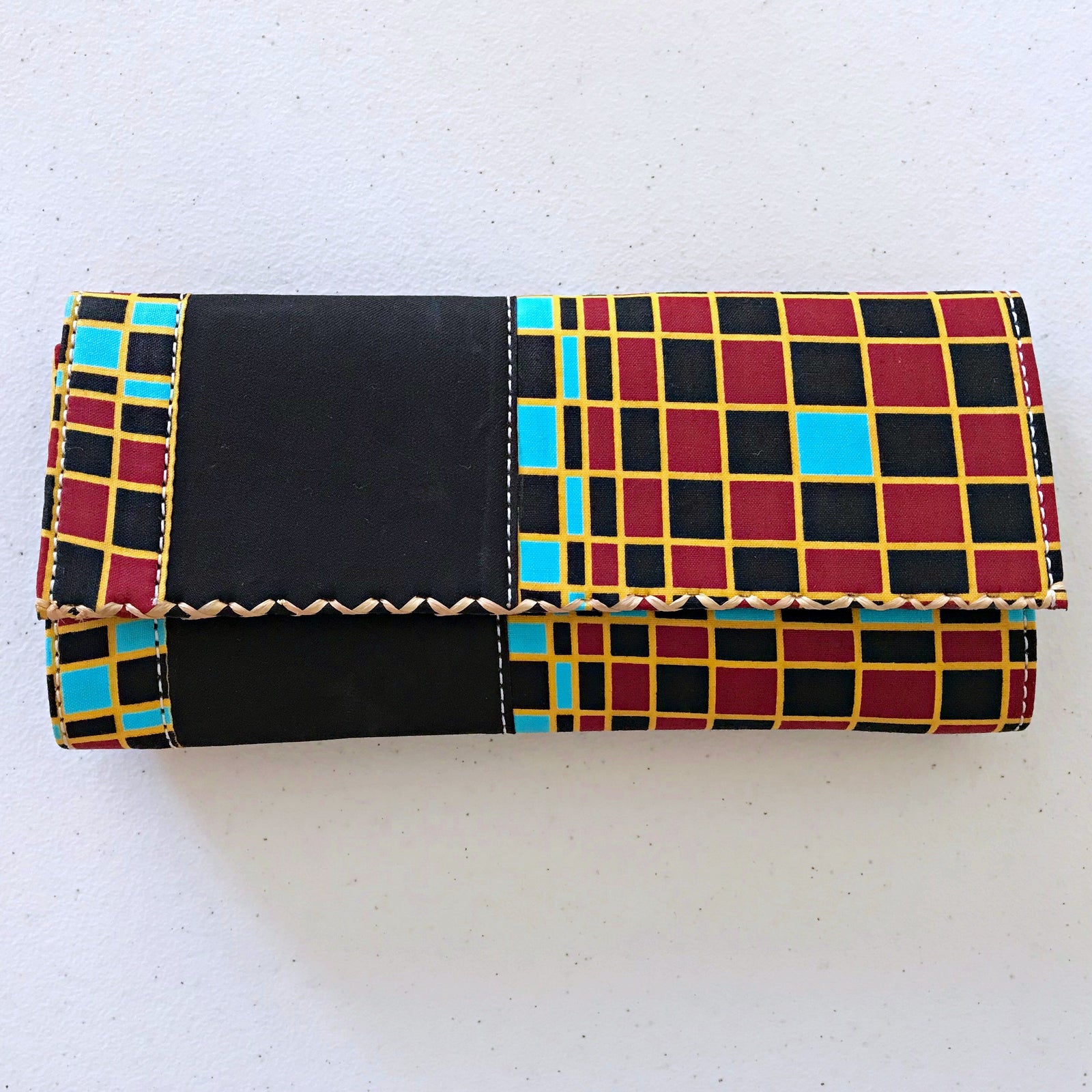 Hadja African Print Purse Wallet - Black / Red | Afrilege
