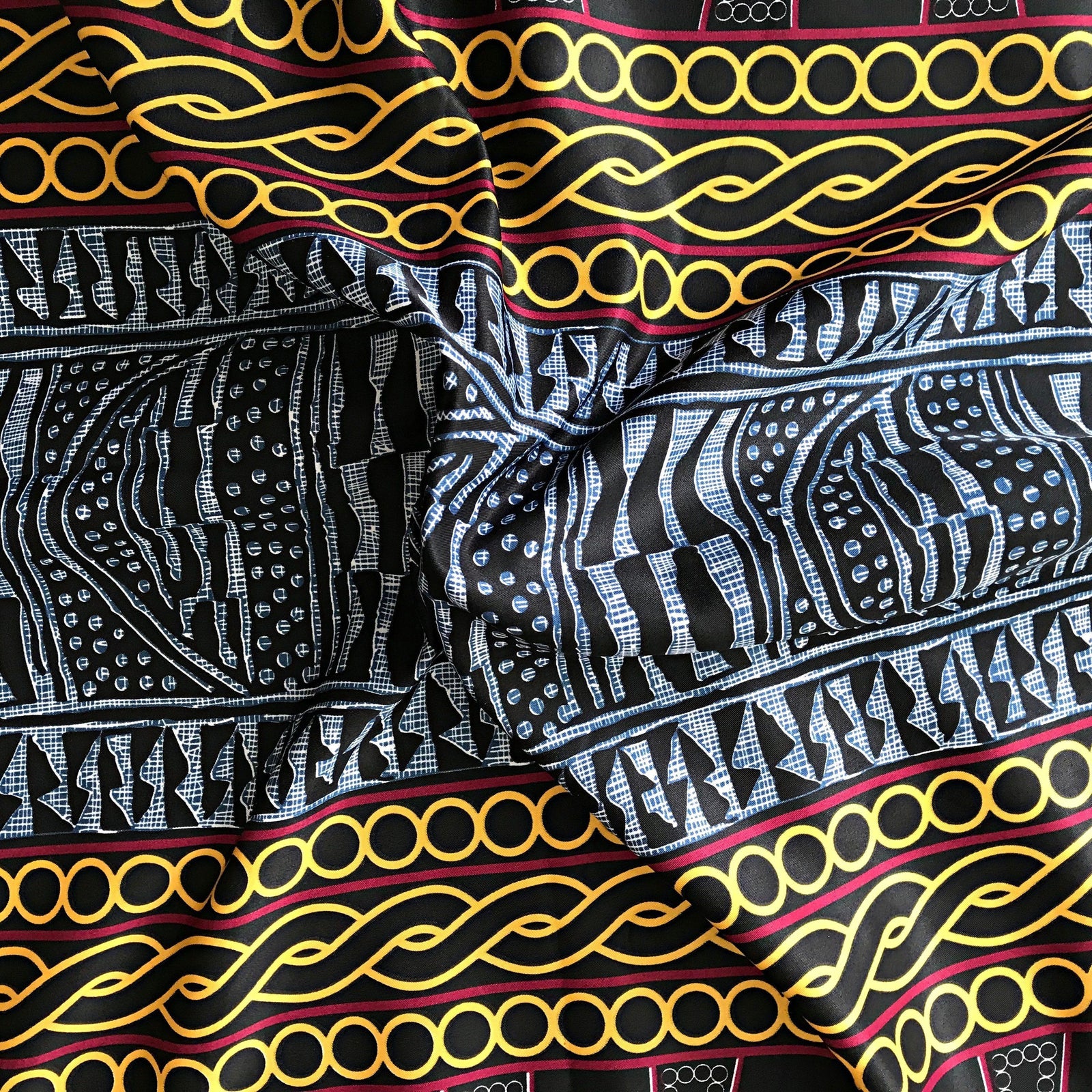 Toghu Ndop Pattern mix African Print Satin Fabric | Afrilege
