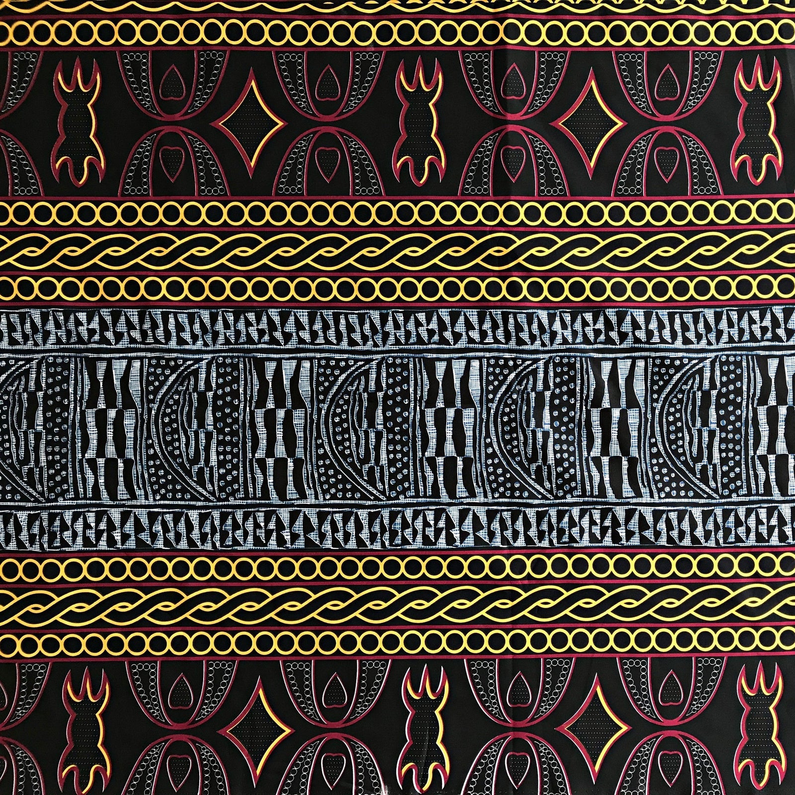 Toghu Ndop Pattern mix African Print Satin Fabric | Afrilege