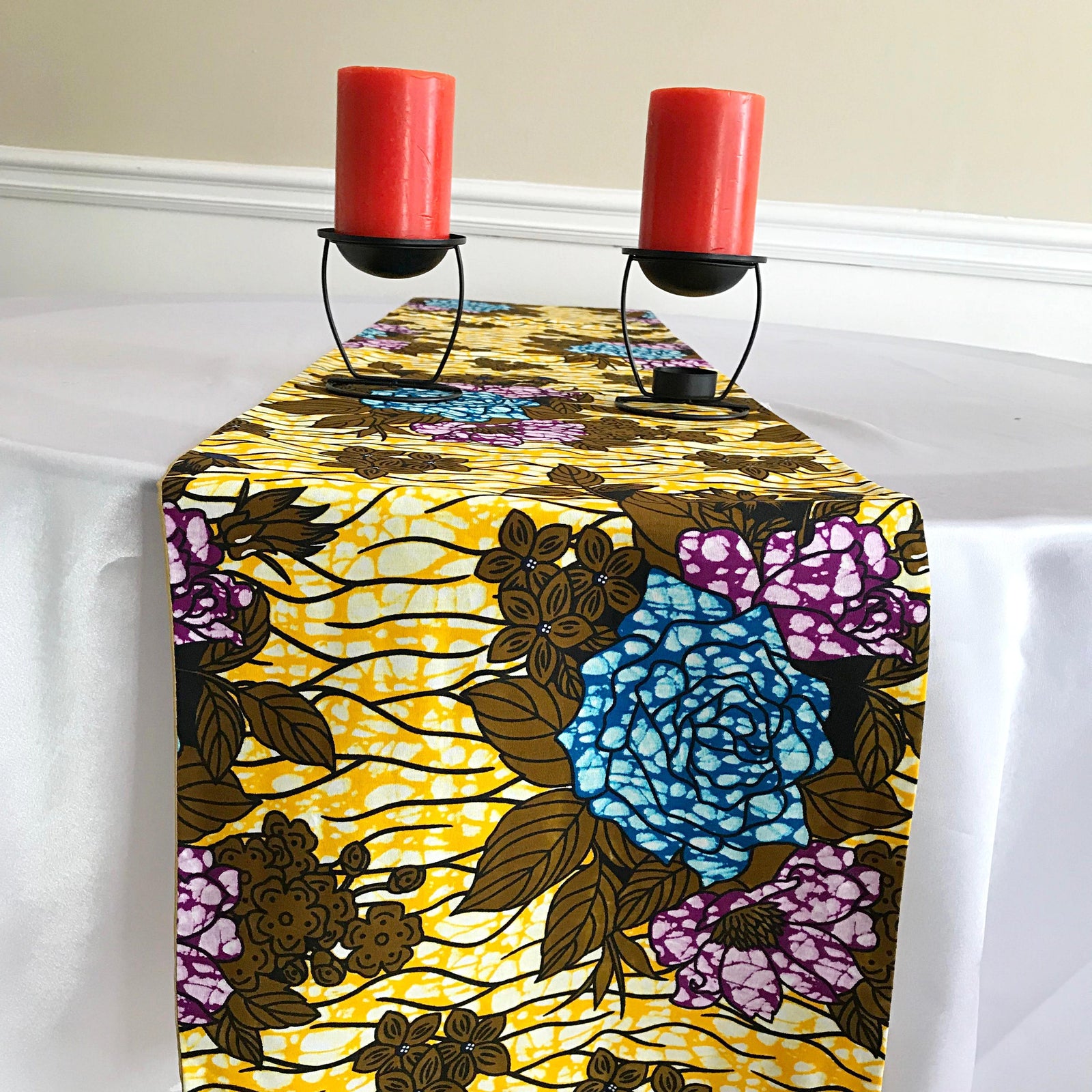 Salma African Print Table Runners with Napkins (Yellow/ Green/ Blue ...