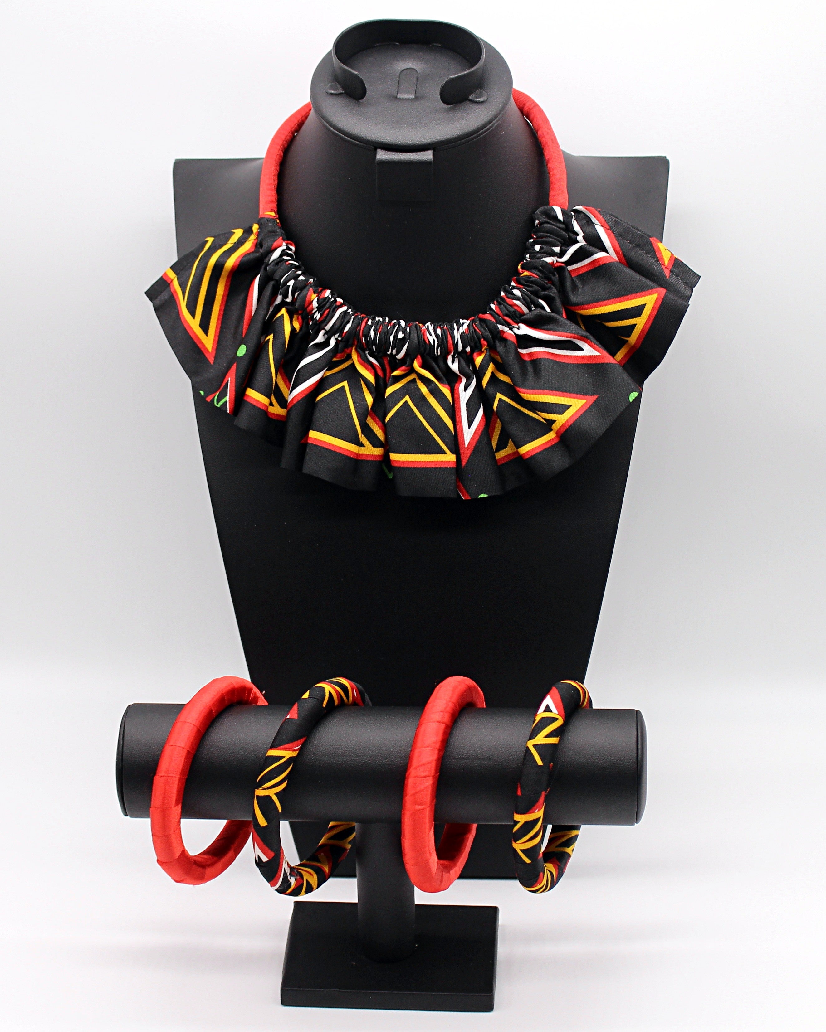 Toghu African Print Skirt Necklace Jewelry Set | Afrilege